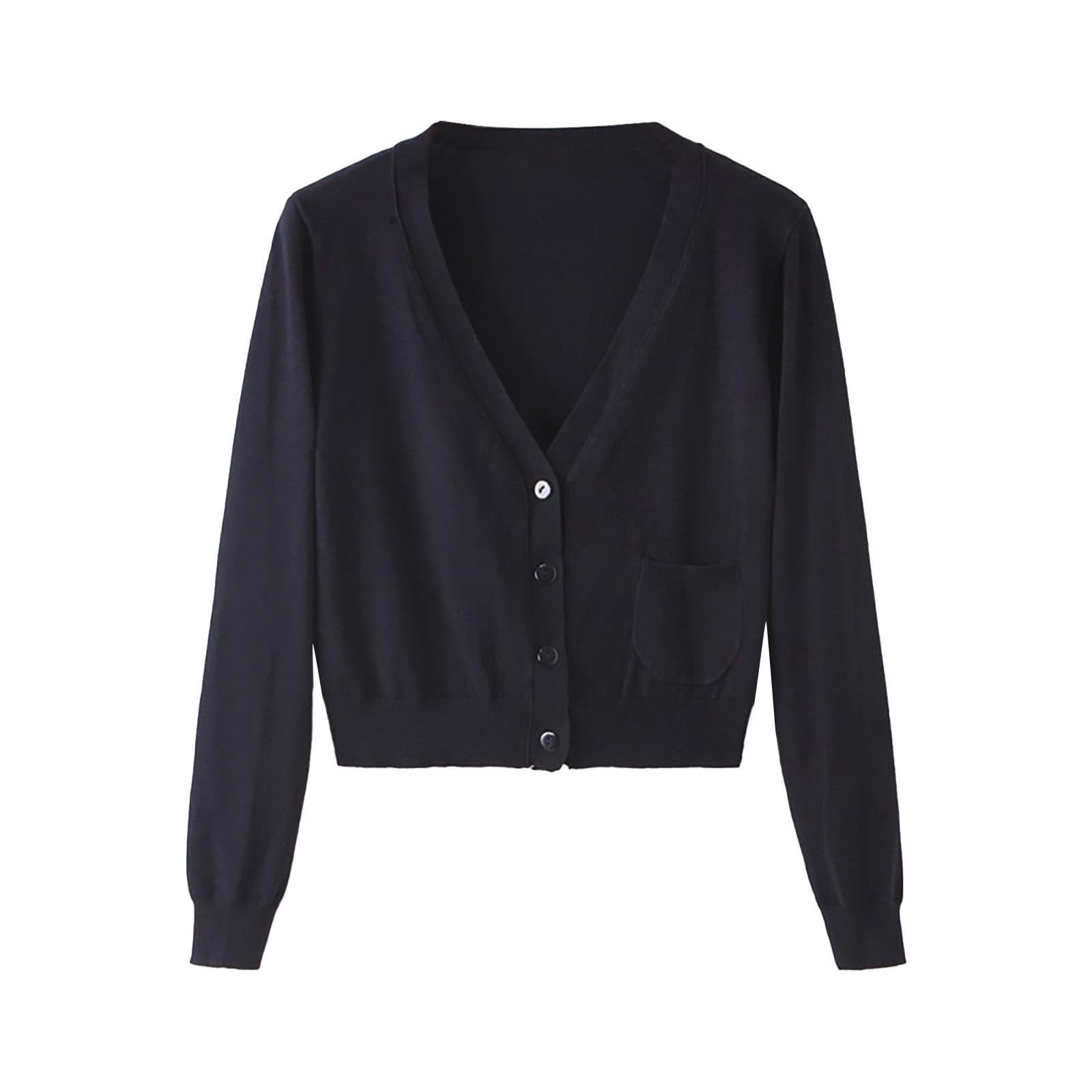Arnsht Women's Cropped Shrug Solid Color Long Sleeve Knitted Cardigan ...