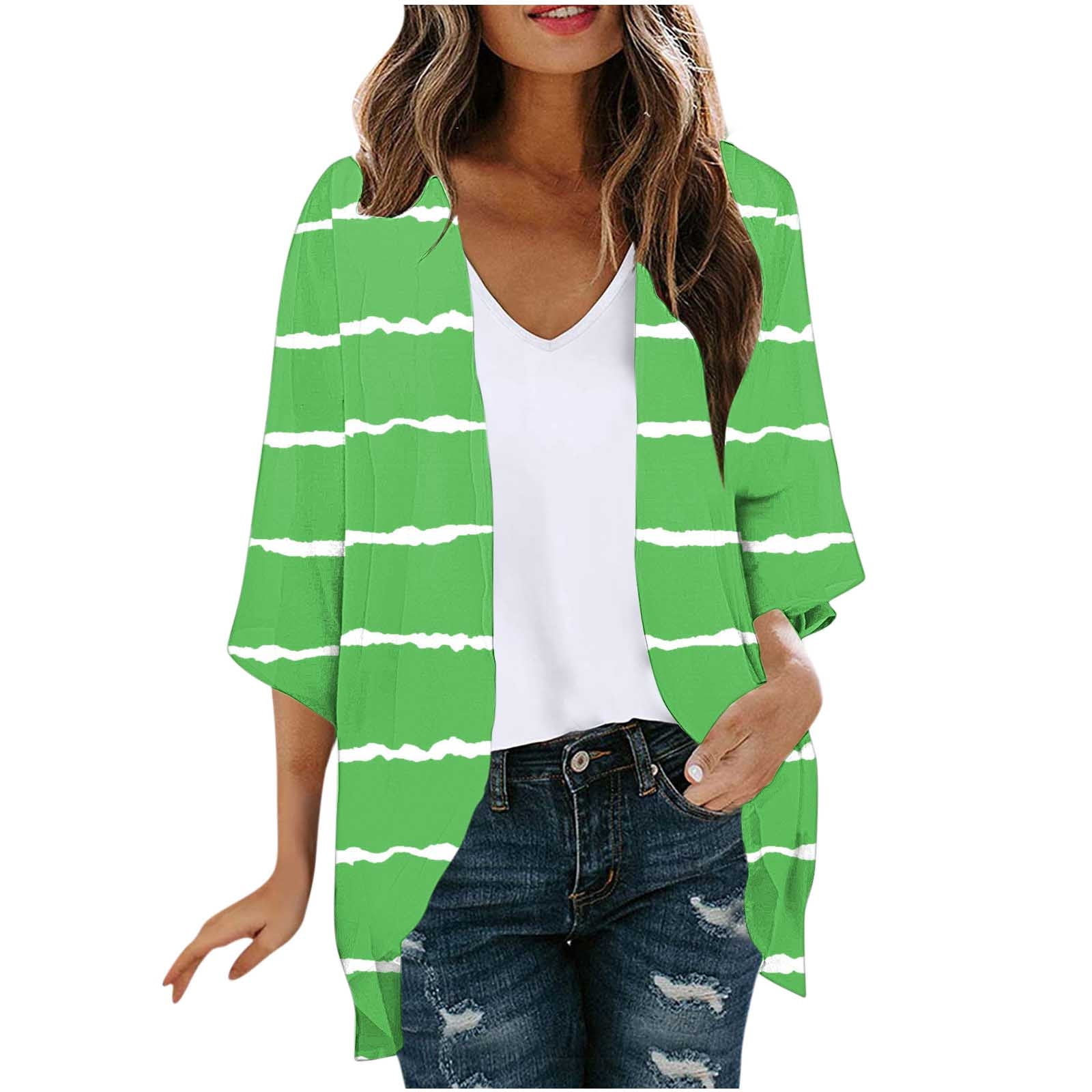 Arnsht Women's Curved Hem 3/4 Sleeve Cardigan Tops Casual Open Front ...