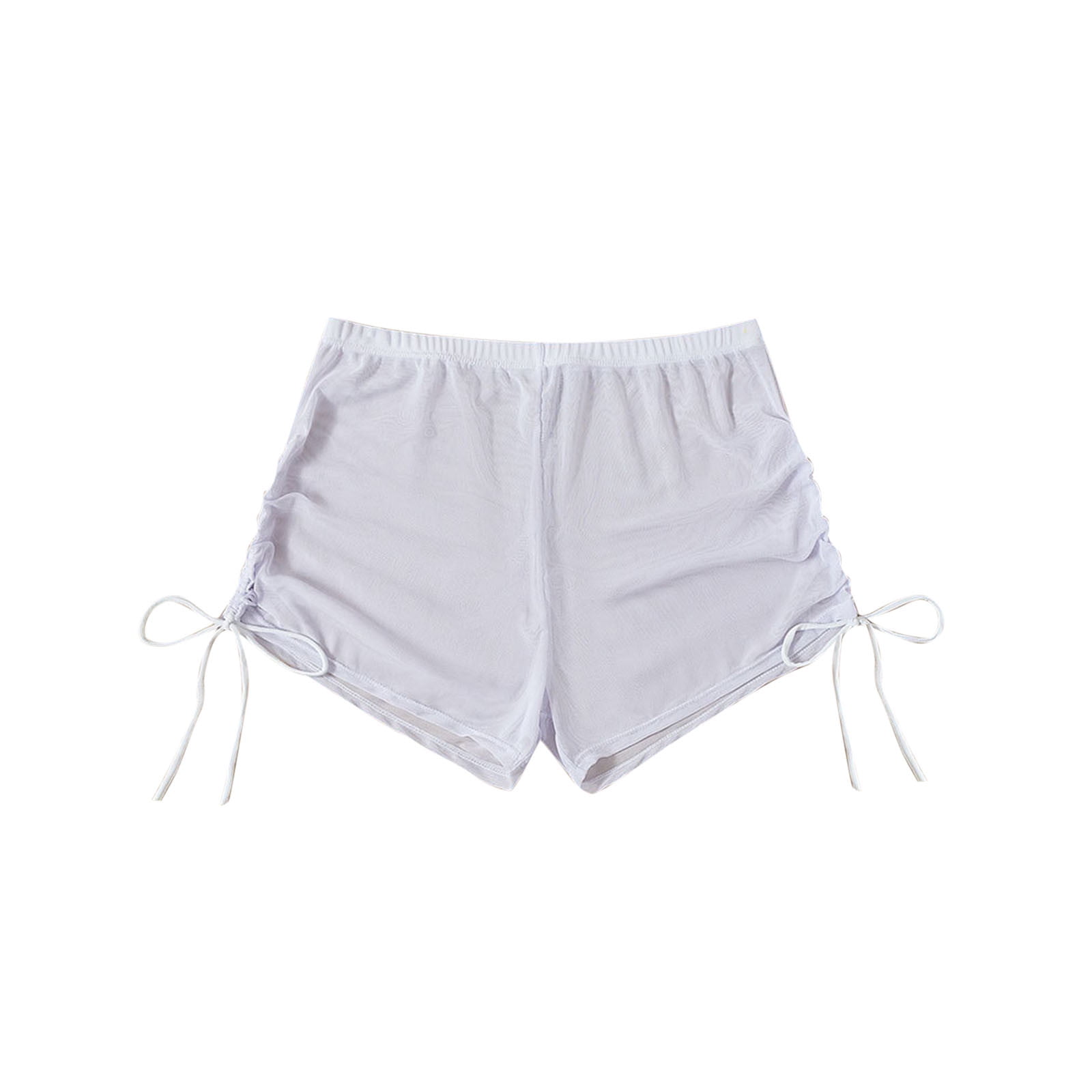 Arnsht Women's Drawstring Side Mesh Sheer Summer Solid Color Four ...