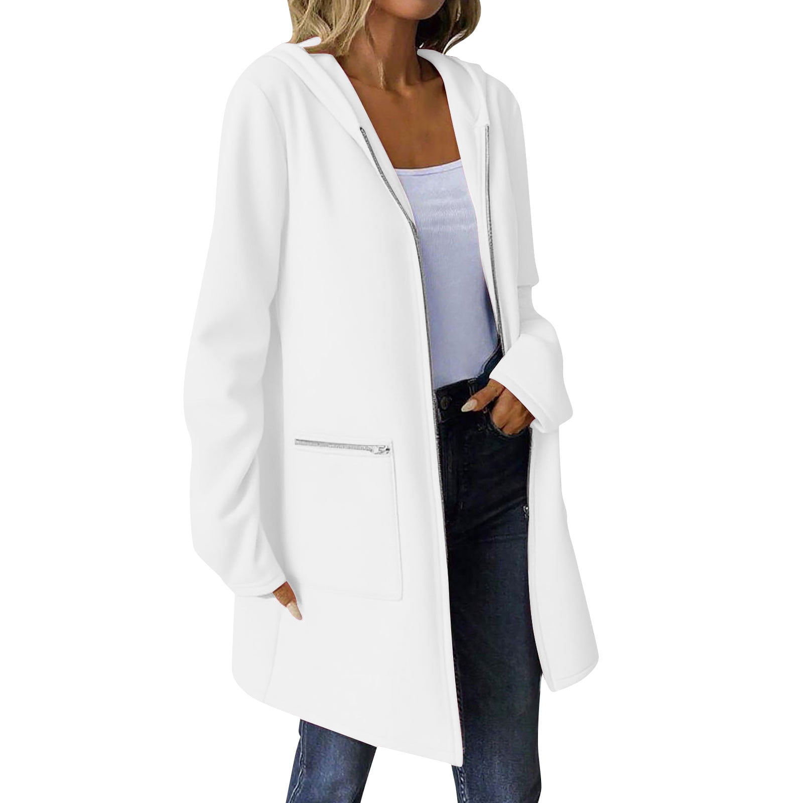 Arnsht Women's Fall Coats Fashion Long Sleeved Hooded Jacket Slim Long ...