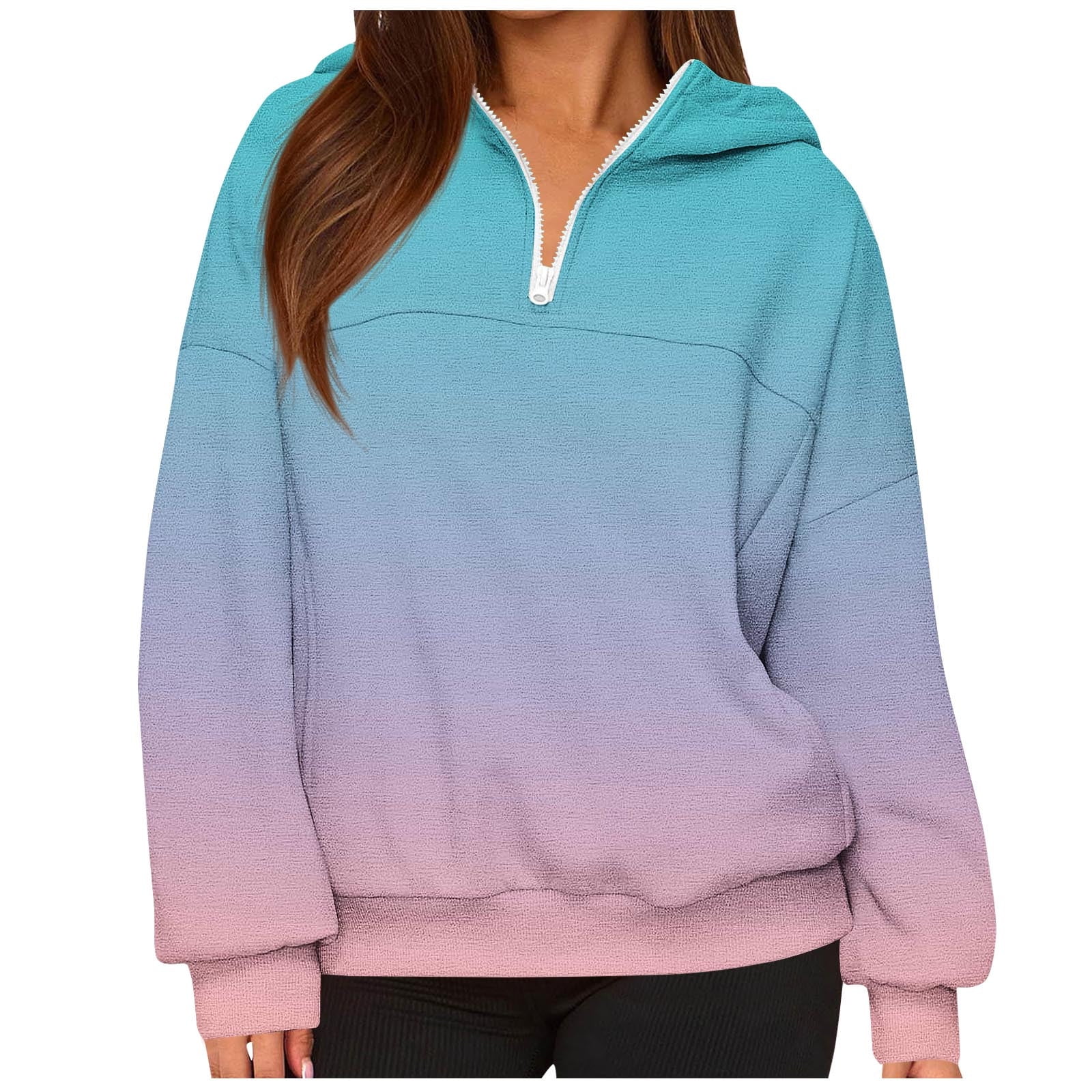 Arnsht Women's Fashion Gradient Printing Half Zip Sweatshirt Fleece ...