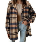 Arnsht Women's Flannel Hooded Plaid Shacket Thick Coat Winter Coat for ...