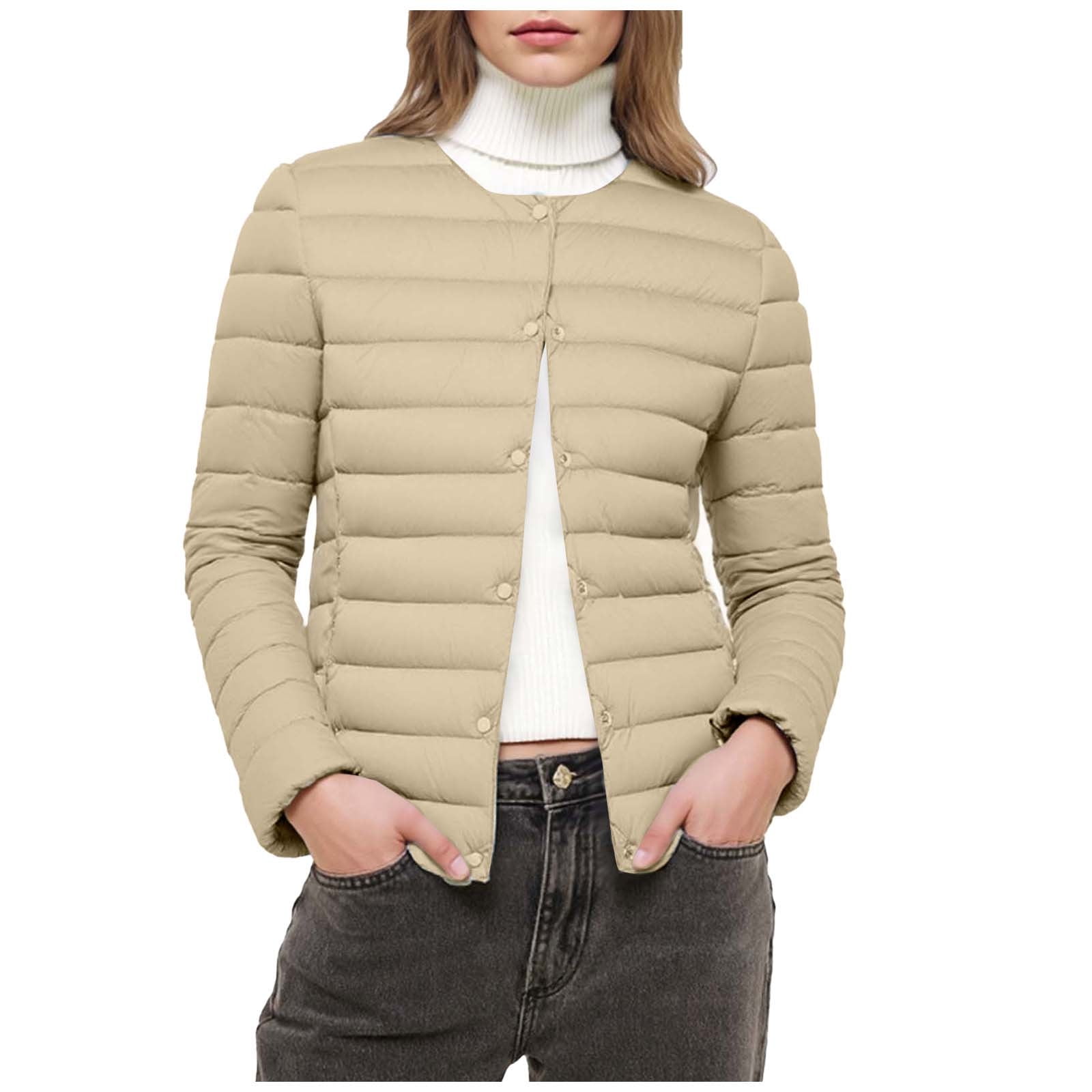 Arnsht Women's Quilted Lightwight Puffer Jacket, Collarless Down Jacket ...
