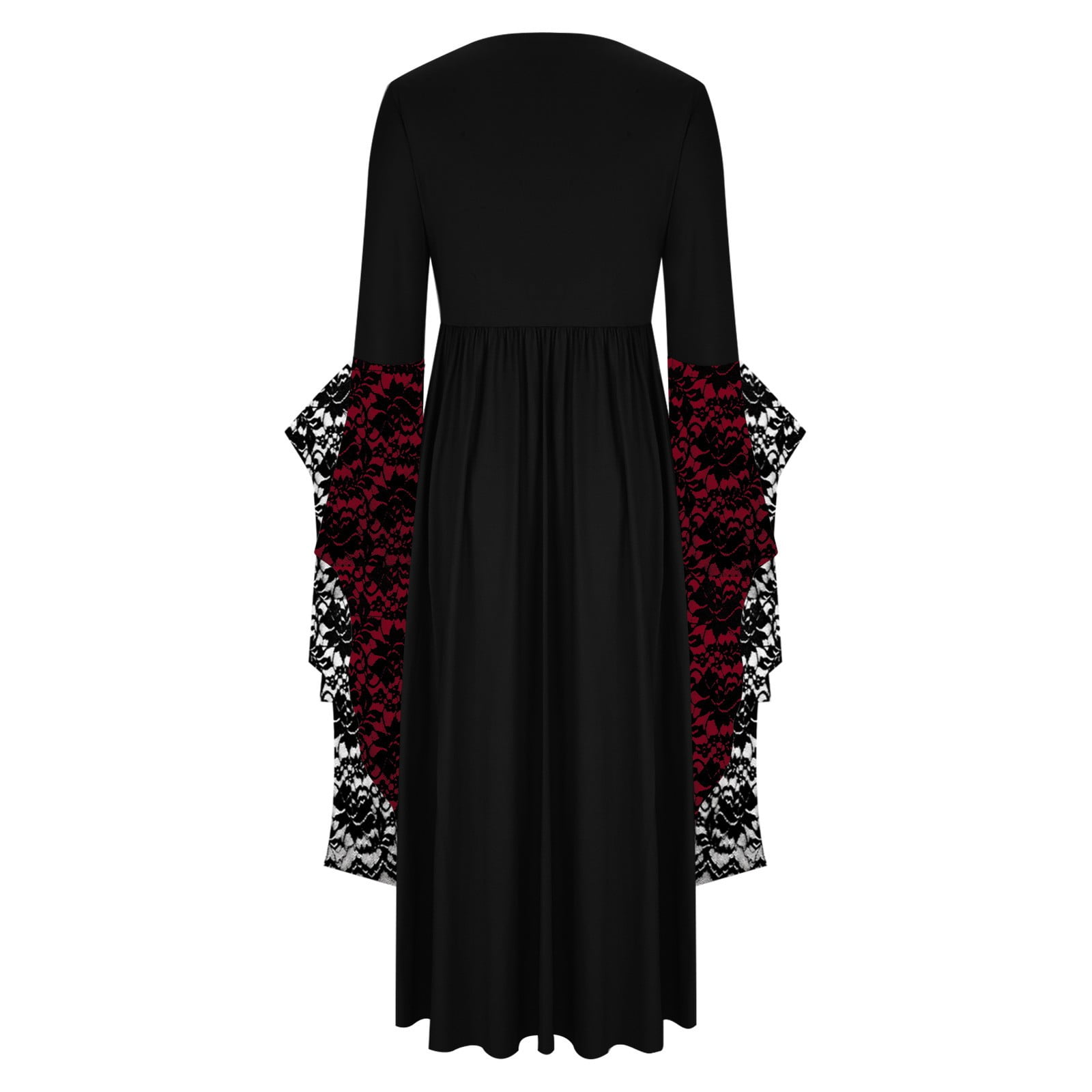 Arnsht Women's Renaissance Medieval Dress Large Size Sleeve Lace Patchwork Trumpet Sleeve ...