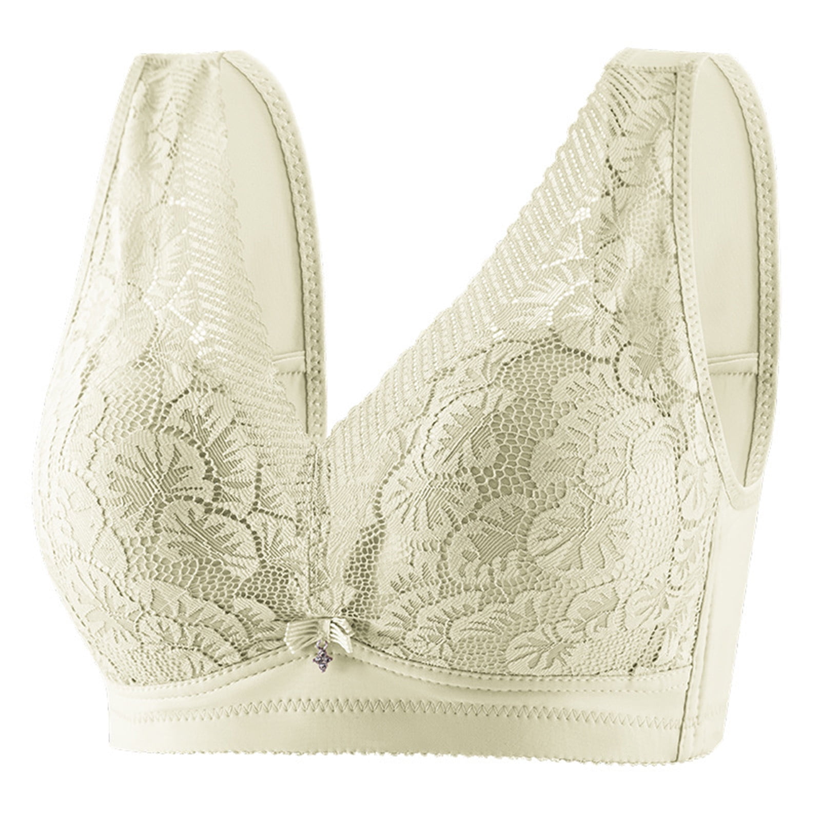Arnsht Women's Solid Color Non-steel Ring Non-marking Front Buckle Lace ...