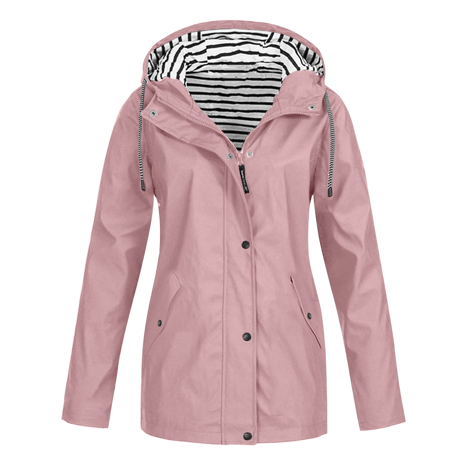 Arnsht Women’s Solid Color Rain Jacket Outdoor Jackets Hooded Raincoat ...