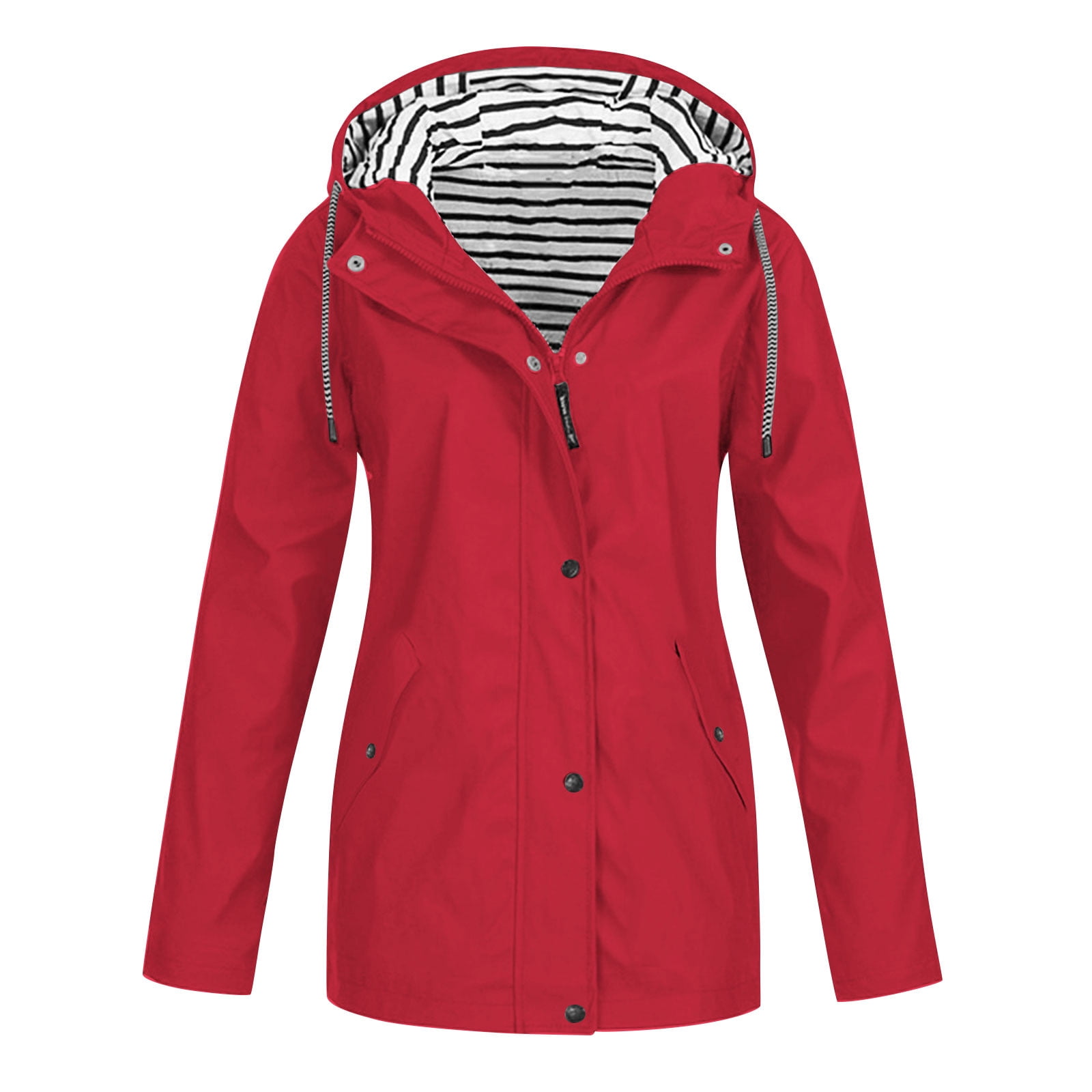 Arnsht Women’s Solid Color Rain Jacket Outdoor Jackets Hooded Raincoat ...