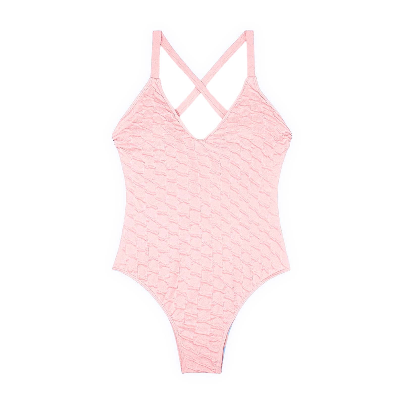 Arnsht Women's Solid Color Textured Swimsuit With Bra Pads Without ...