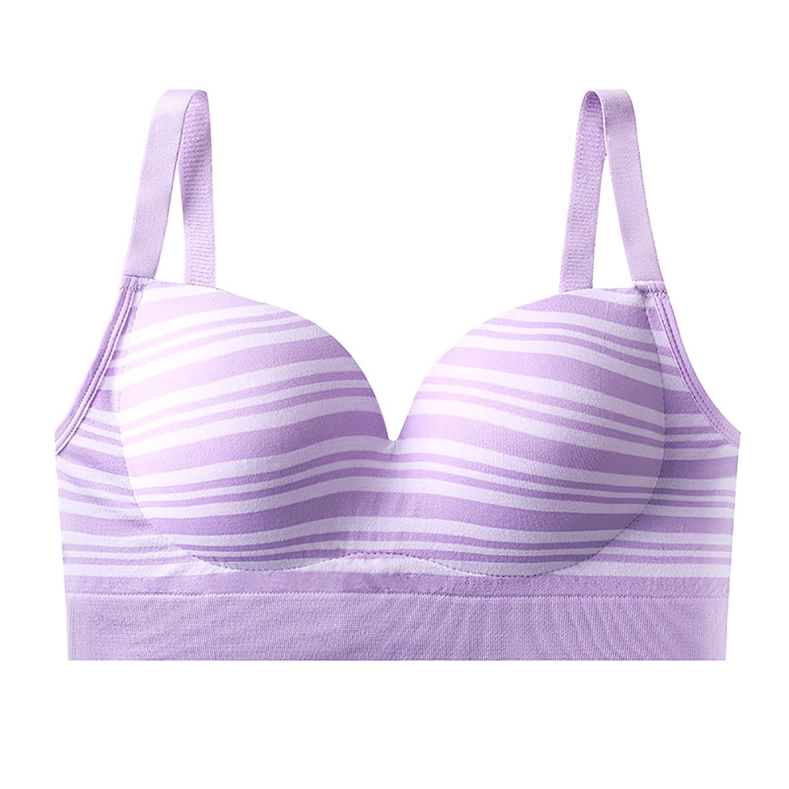 Arnsht Women's Striped Gathering Wireless Seamless Soft Comfort ...