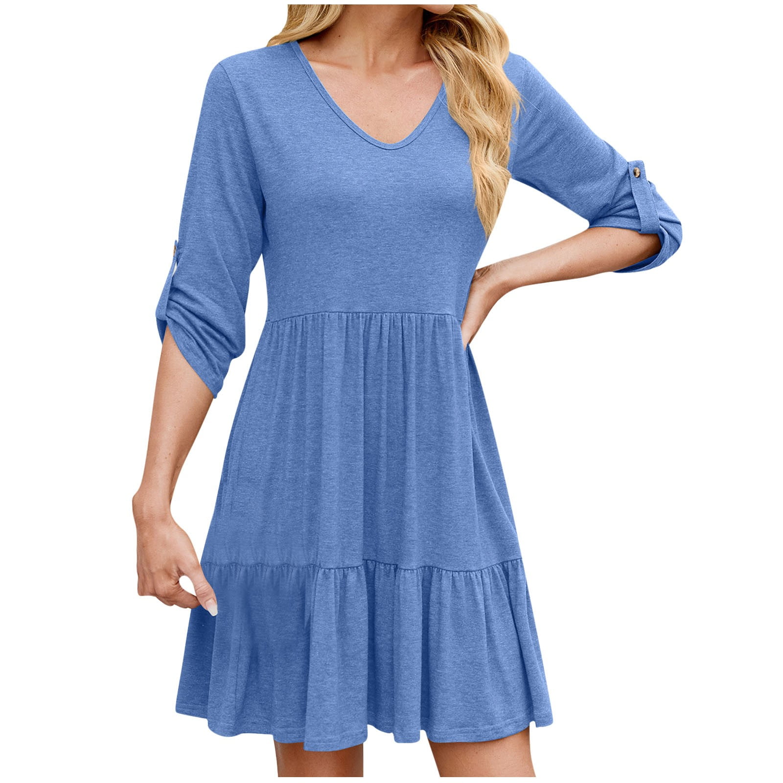 Arnsht Women's Summer Cotton Linen Dresses Short Sleeve Round-Neck ...