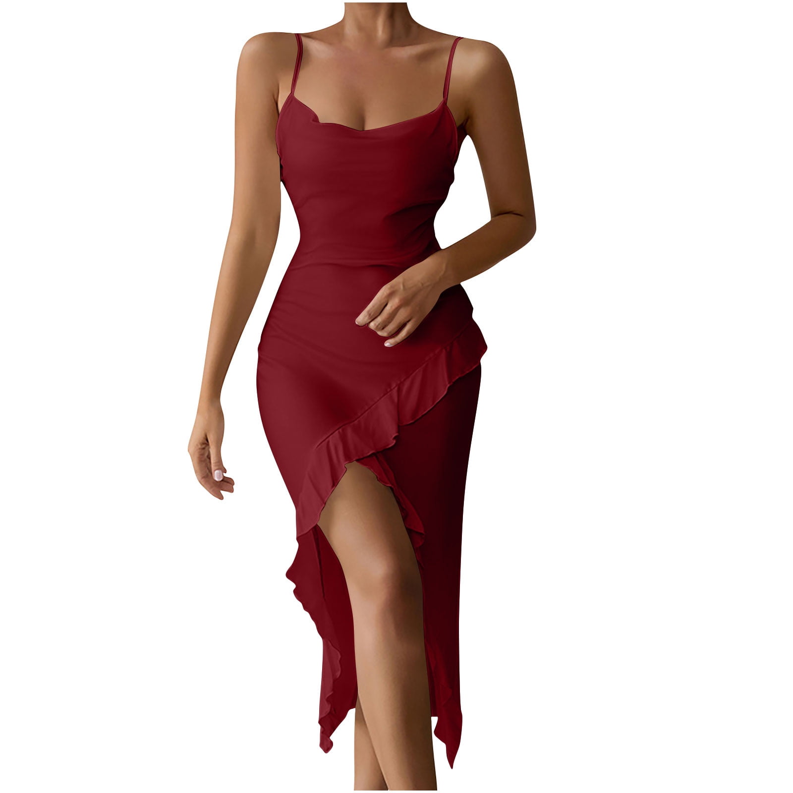 Arnsht Women's Trendy Dress Summer Casual Sleeveless Slit Elegant Club ...