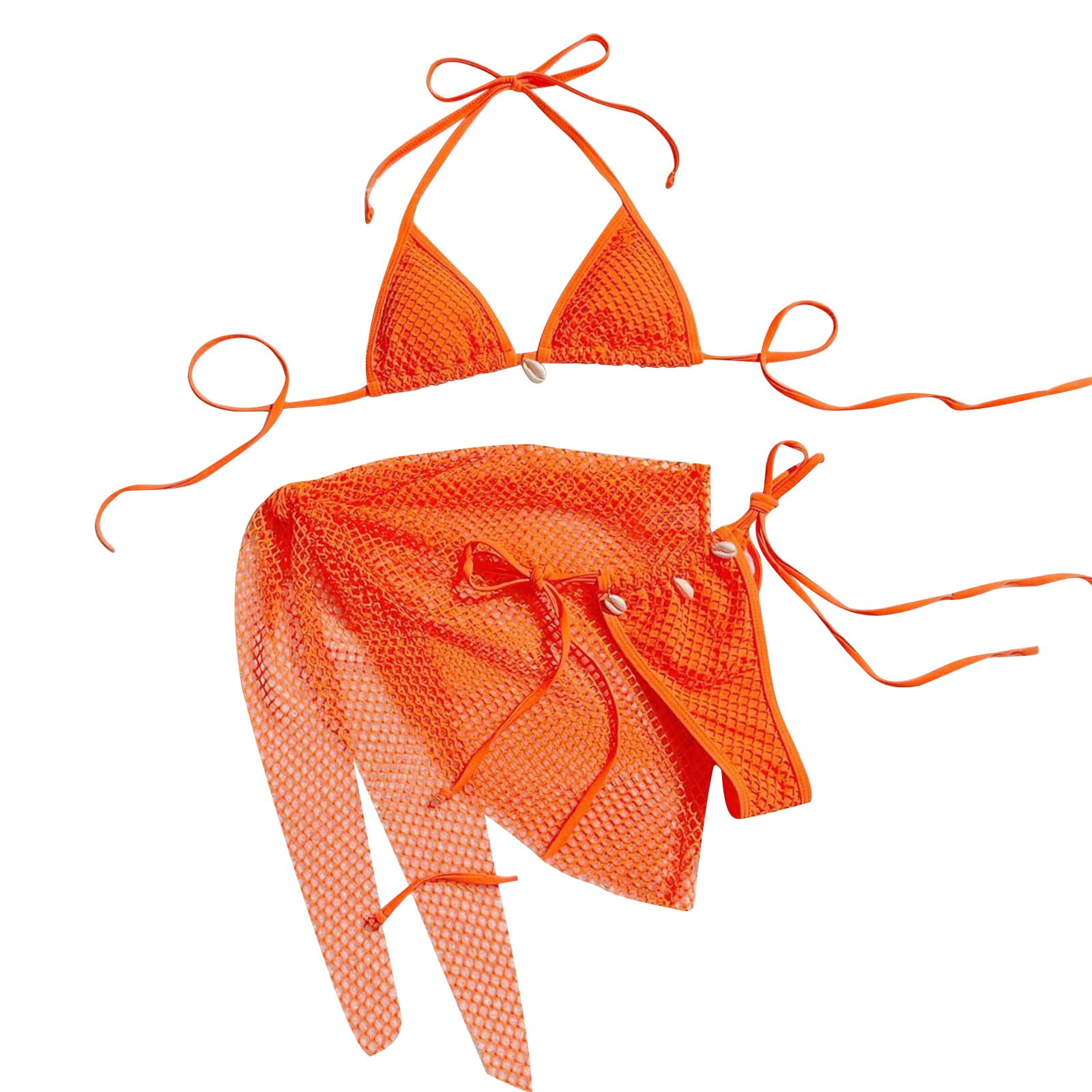 Arnsht Women's Triangle Bikini Fishnet Tie Side Halter String Bikini ...