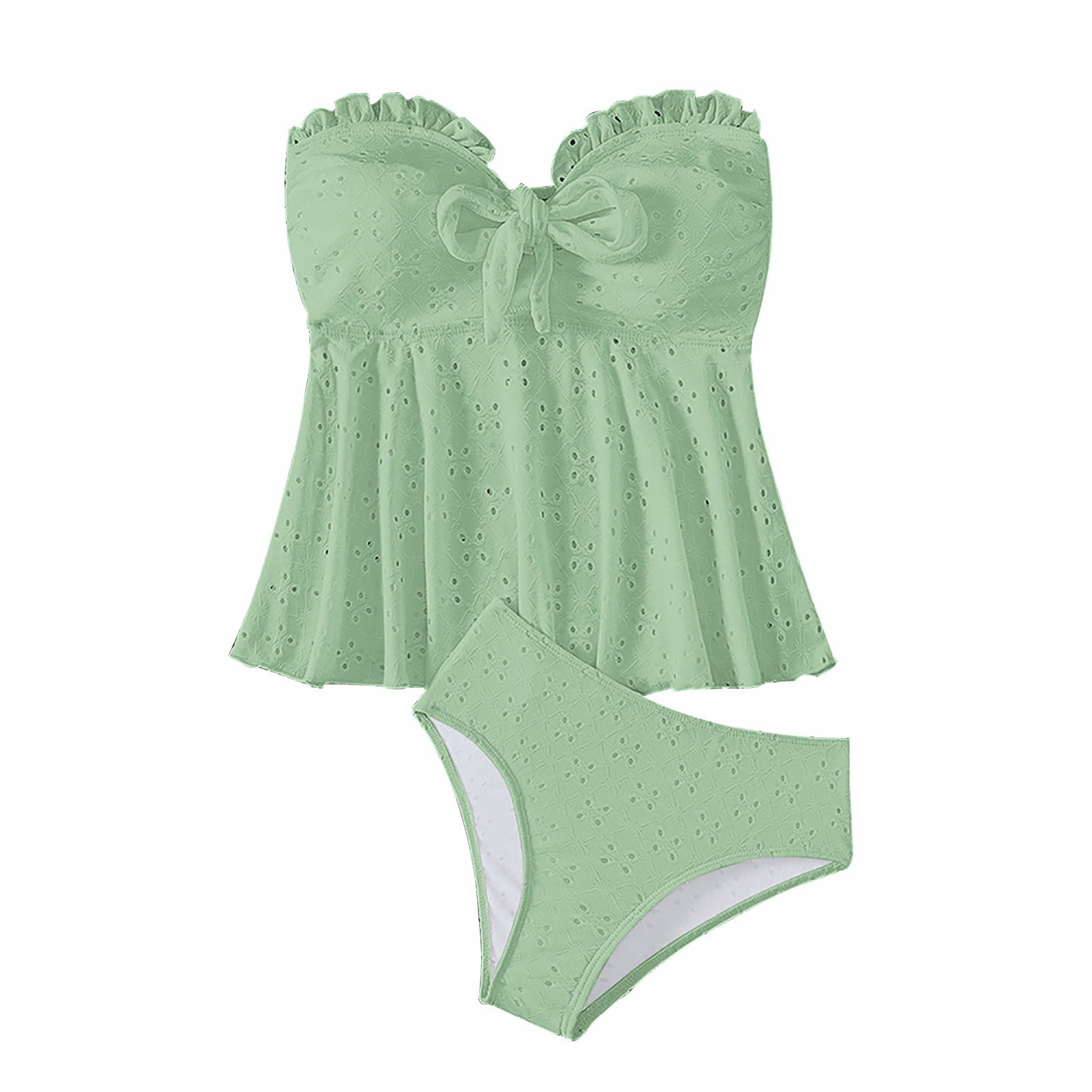 Arnsht Women's Two Piece Tankini Swimsuits Ruffle Trim Hollow Strapless ...