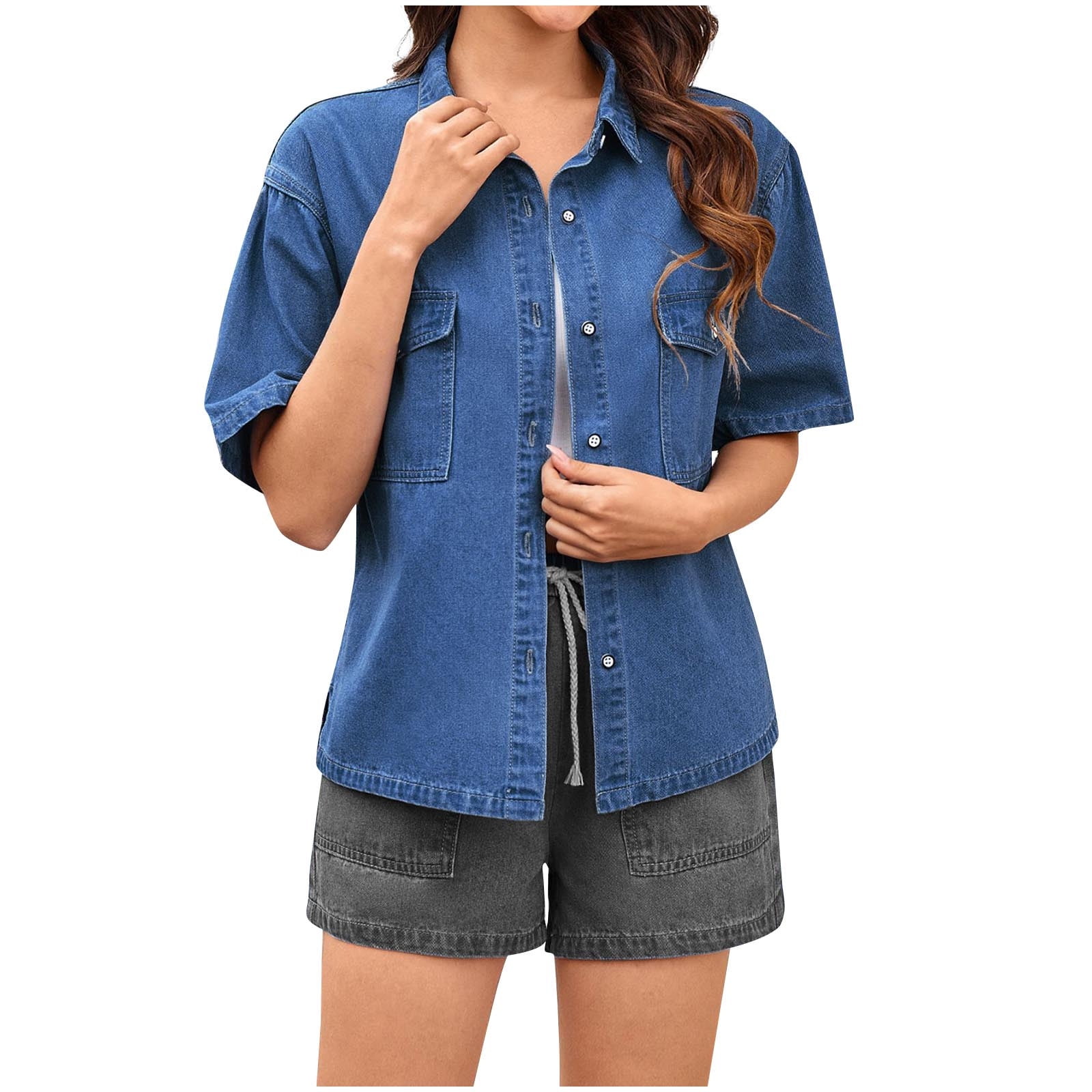 Arnsht Womens Button Down Denim Shirts Casual Shirt Casual Collared ...