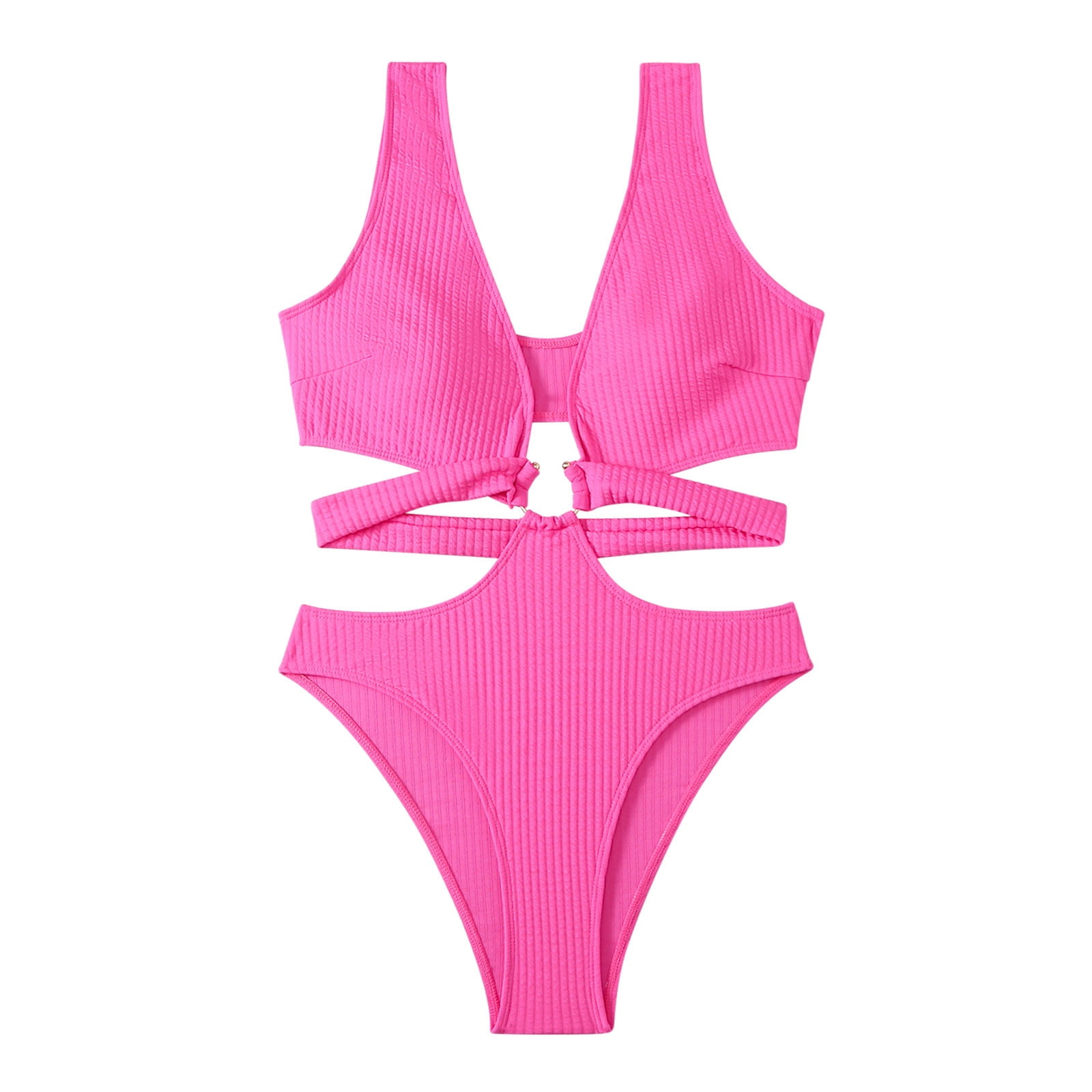 Arnsht Womens Fashion Deep V Neck Cutout One Piece Swimsuits O Ring ...