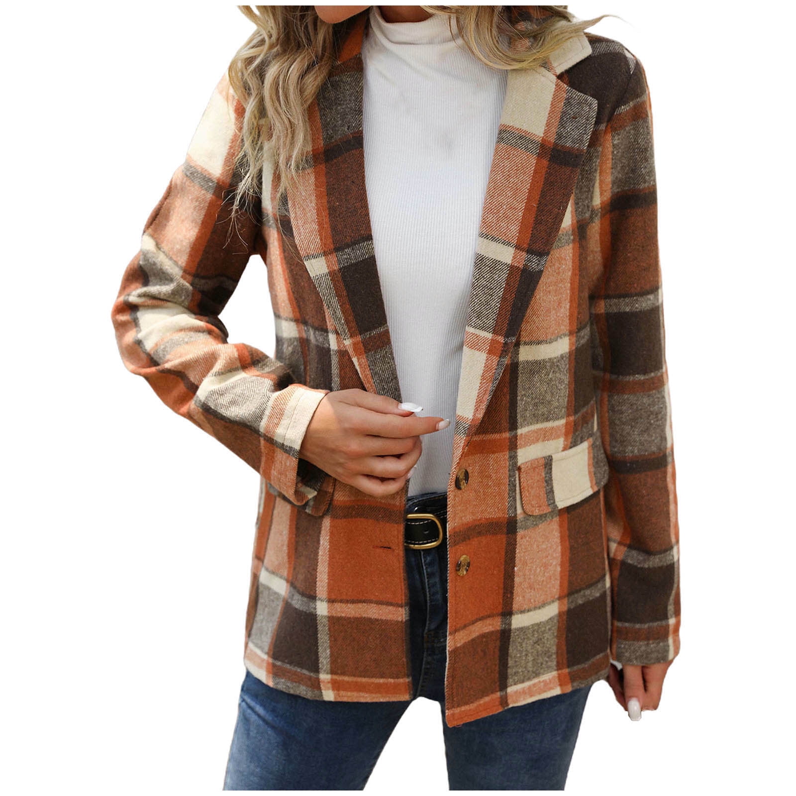 Arnsht Womens Fashion Jacket Flannel Plaid Long Sleeve Hoodedless ...