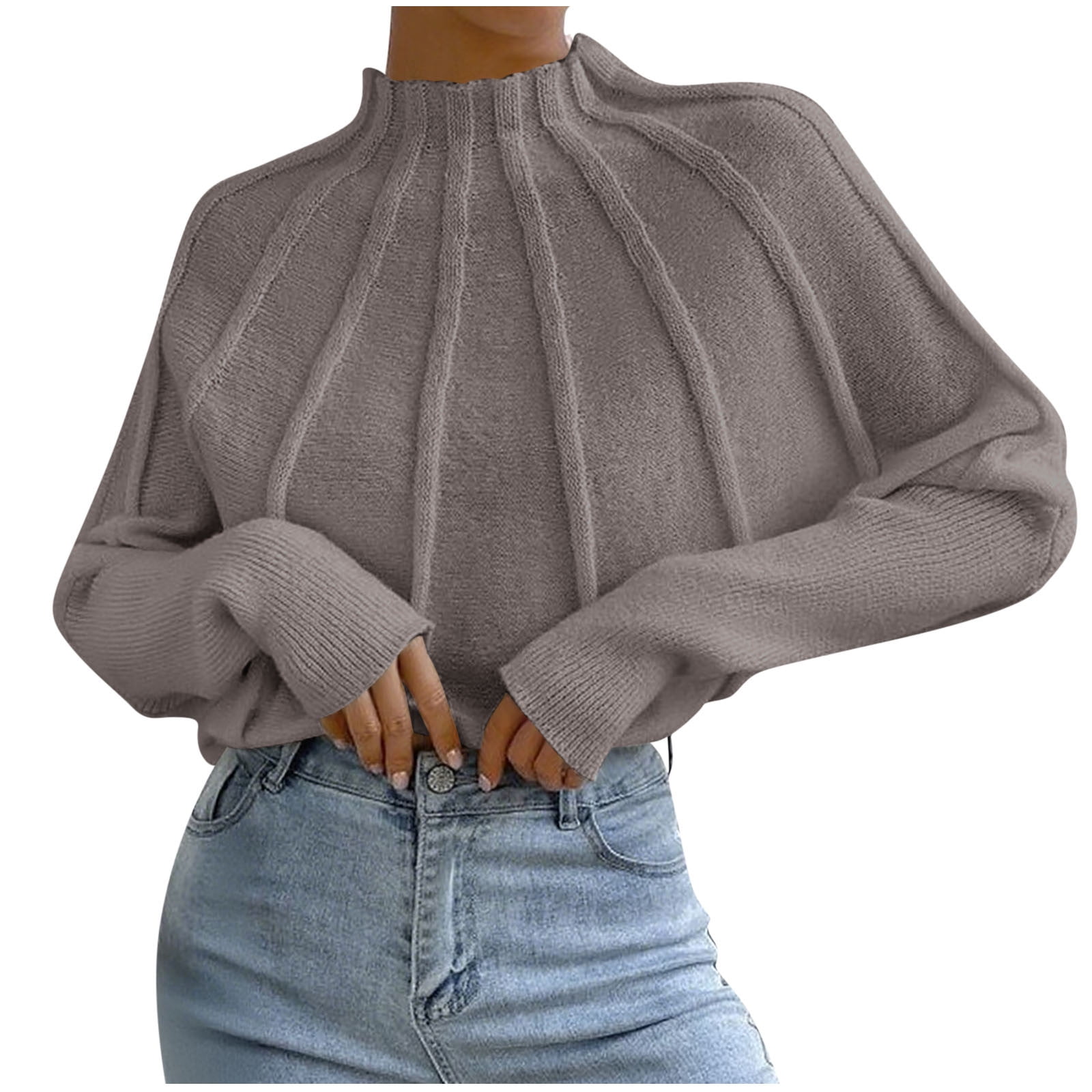 Arnsht Womens Mock Neck Oversized Sweaters 2025 Fall Winter Long Sleeve ...