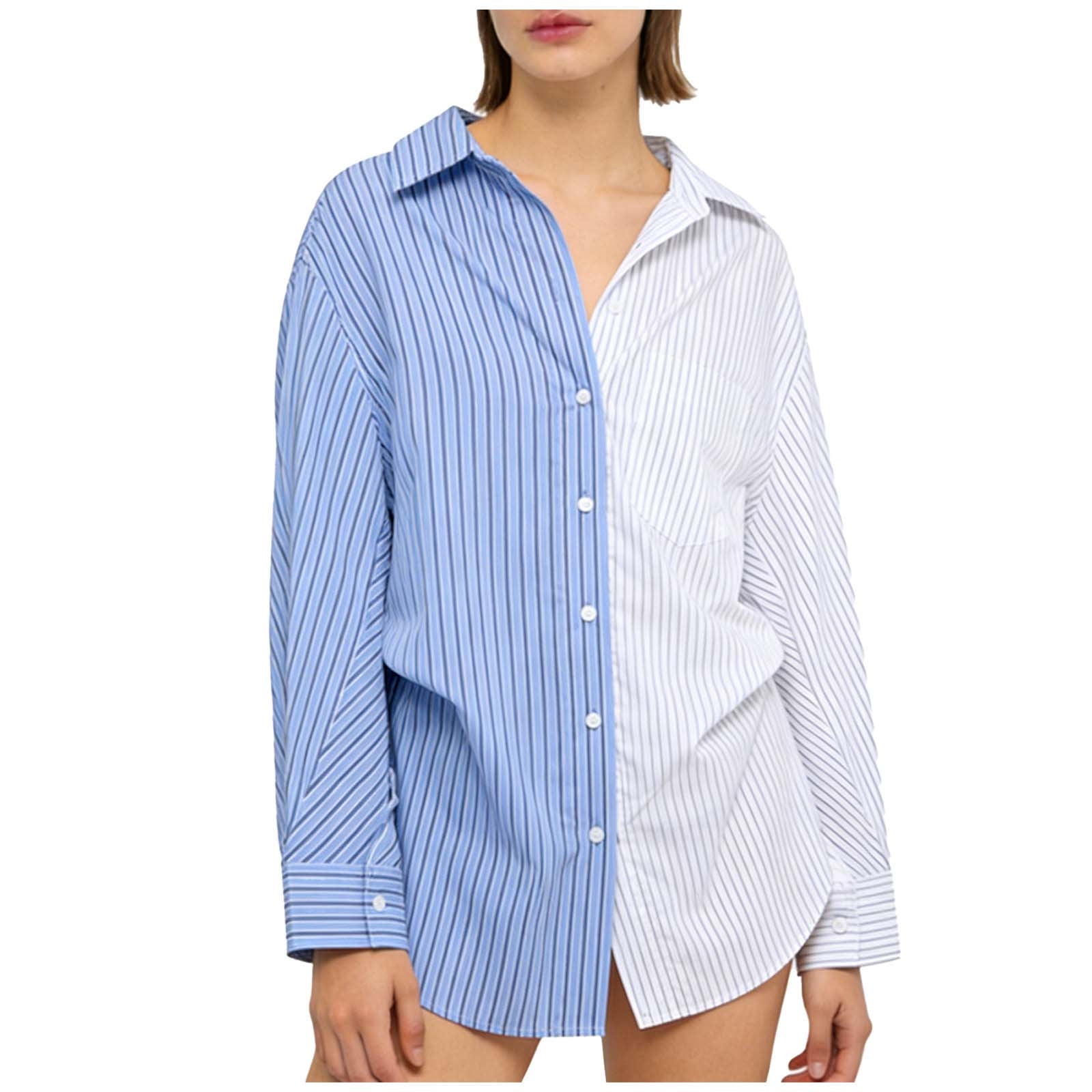 Arnsht Womens Spring Blouses Long Sleeve Button Solid Color Loose ...