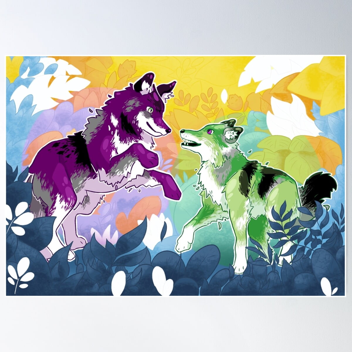 Aro/Ace Wolf Dance Poster Wall Art, Modern Wall Decor For Living Room ...
