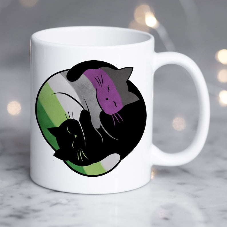 Aroace Pride Coffee Mug, Aromantic Asexual Flag, Yin Yang Cat, Gay ...