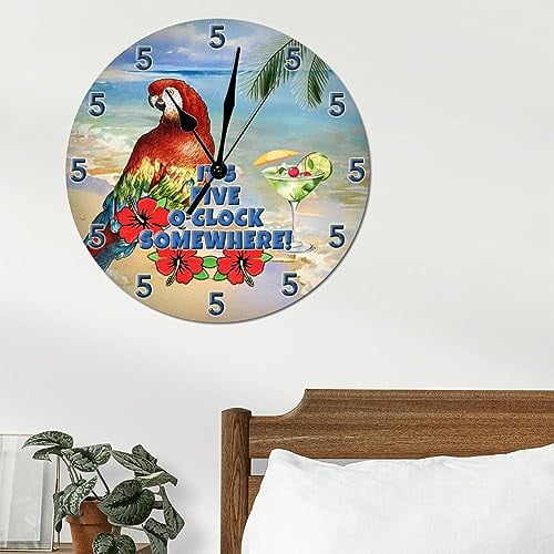 ArogGeld Parrot Martini PVC Wall Clock It's Five Oclock Somewhere ...