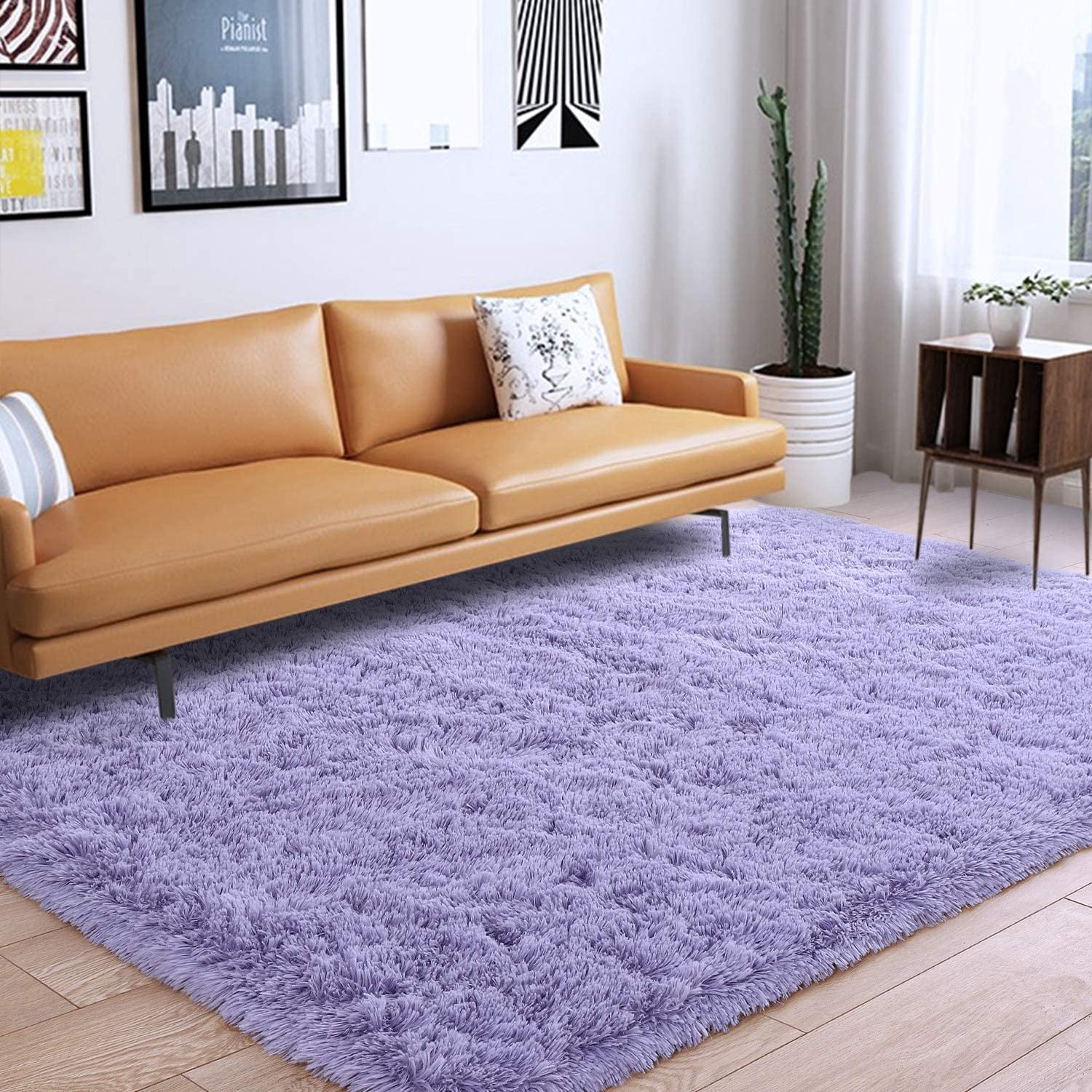 Arogan 4x6ft Purple Plush Rugs, Soft Shaggy Kids Room Carpets, Non-Slip ...