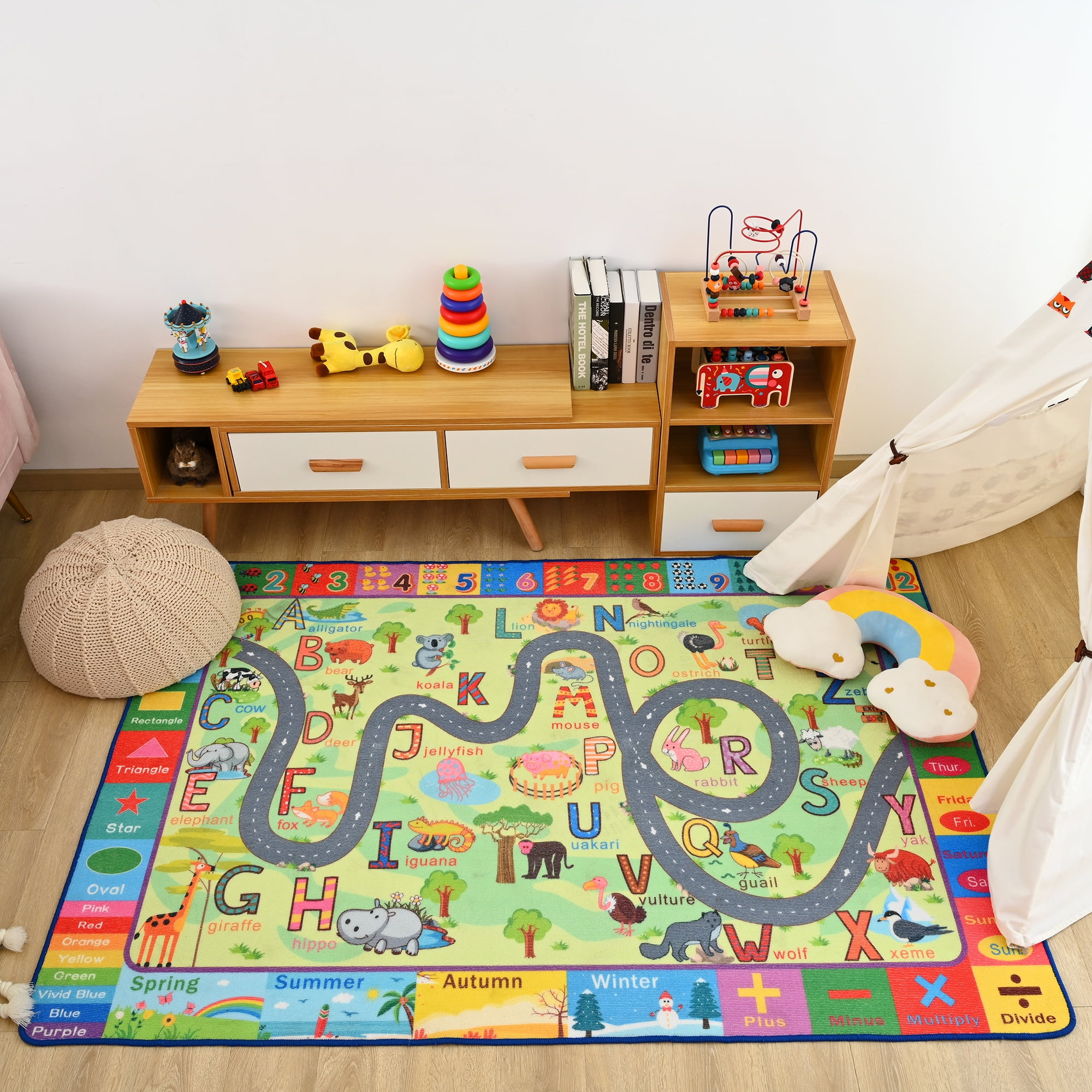 Arogan Kids Play Rug ABC Educational Area Rug, Alphabet Numbers Animal ...