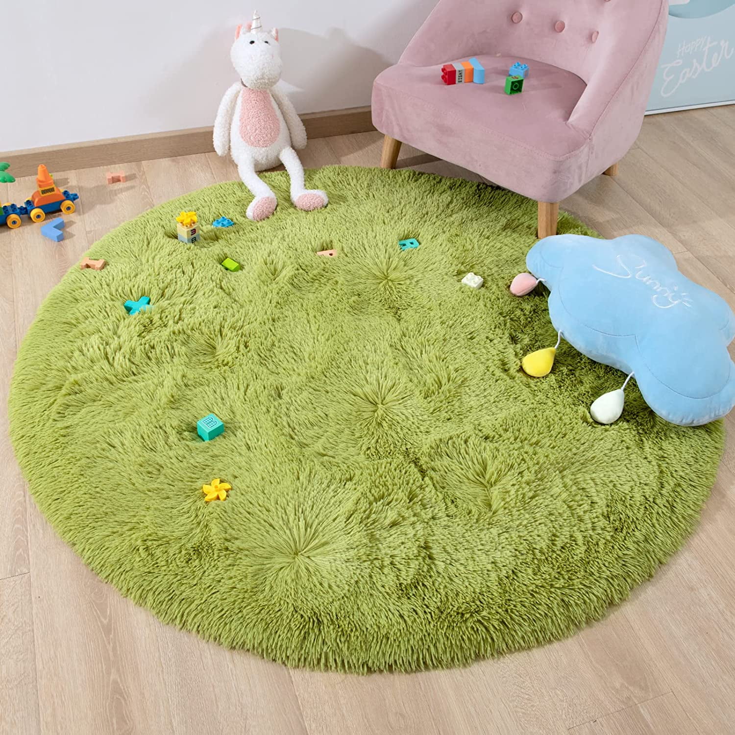 Arogan Luxury Round Fluffy Area Rugs for Bedroom Kids Girls Room ...