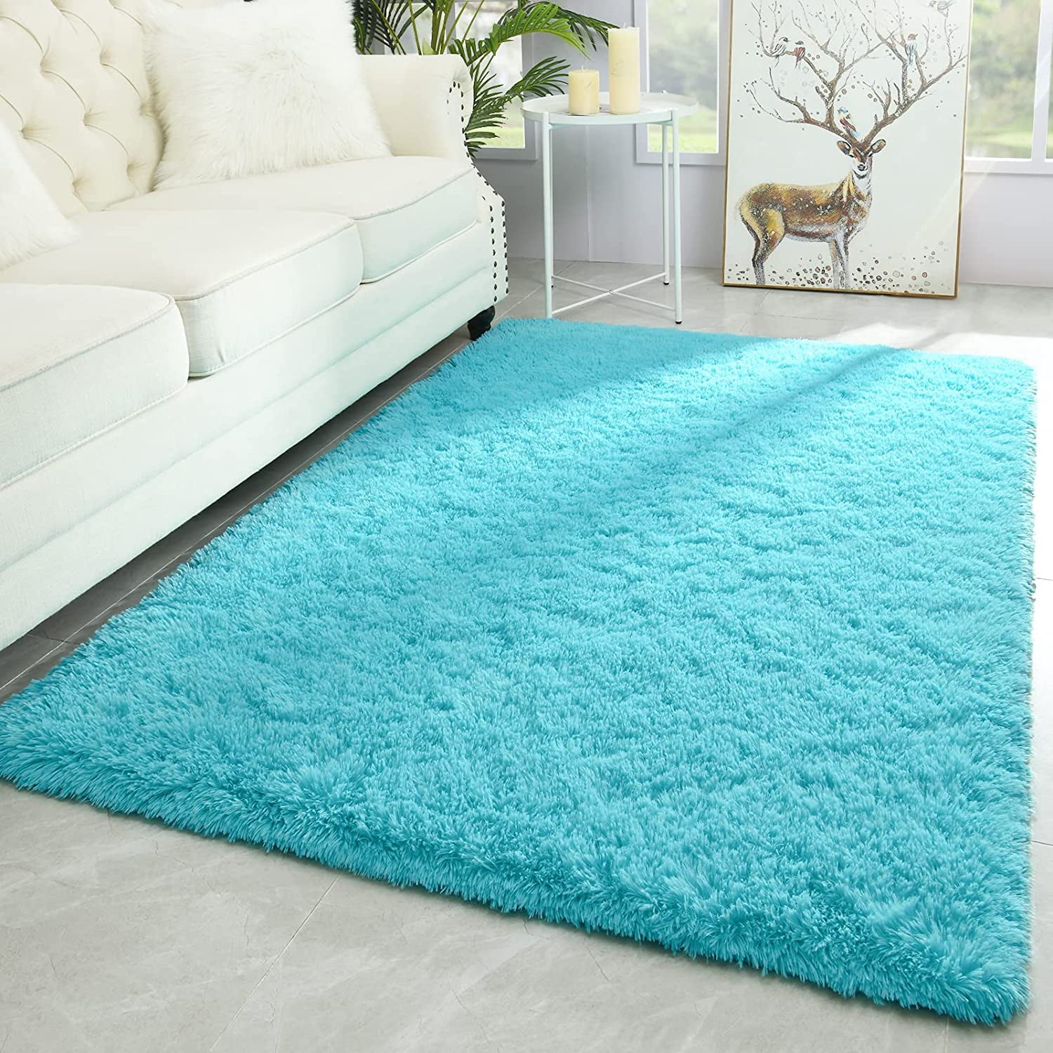 Arogan Cozy Thick Furry Indoor Area Rug, Soft Fluffy Carpet for Living ...