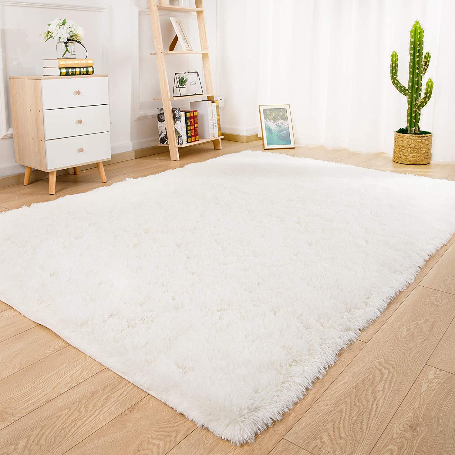 Arogan Fuzzy Plush Area Rug, Modern Shaggy Bedroom Rugs for Kids Room ...