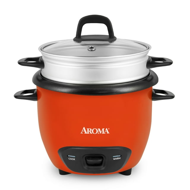 Aroma 6-Cup Electric Rice Cooker & Steamer, Orange - Perfect for Meals ...
