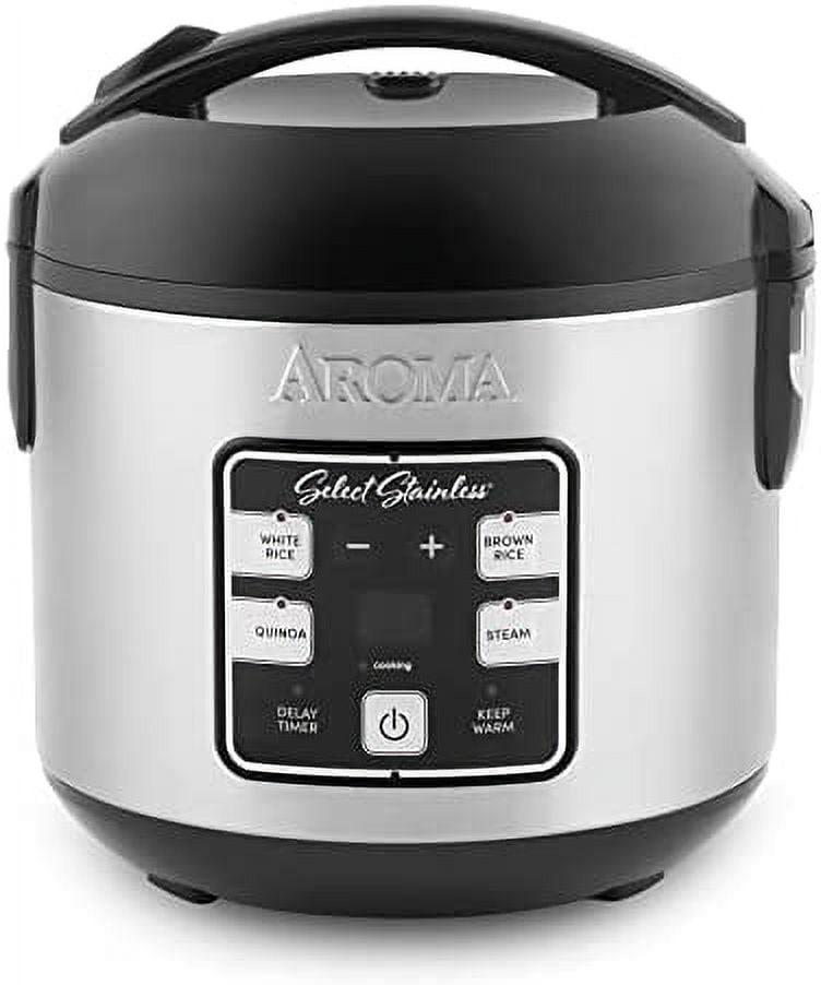 Aroma® 8-Cup (Cooked) / 2Qt. Select Stainless® Digital Rice & Grain ...