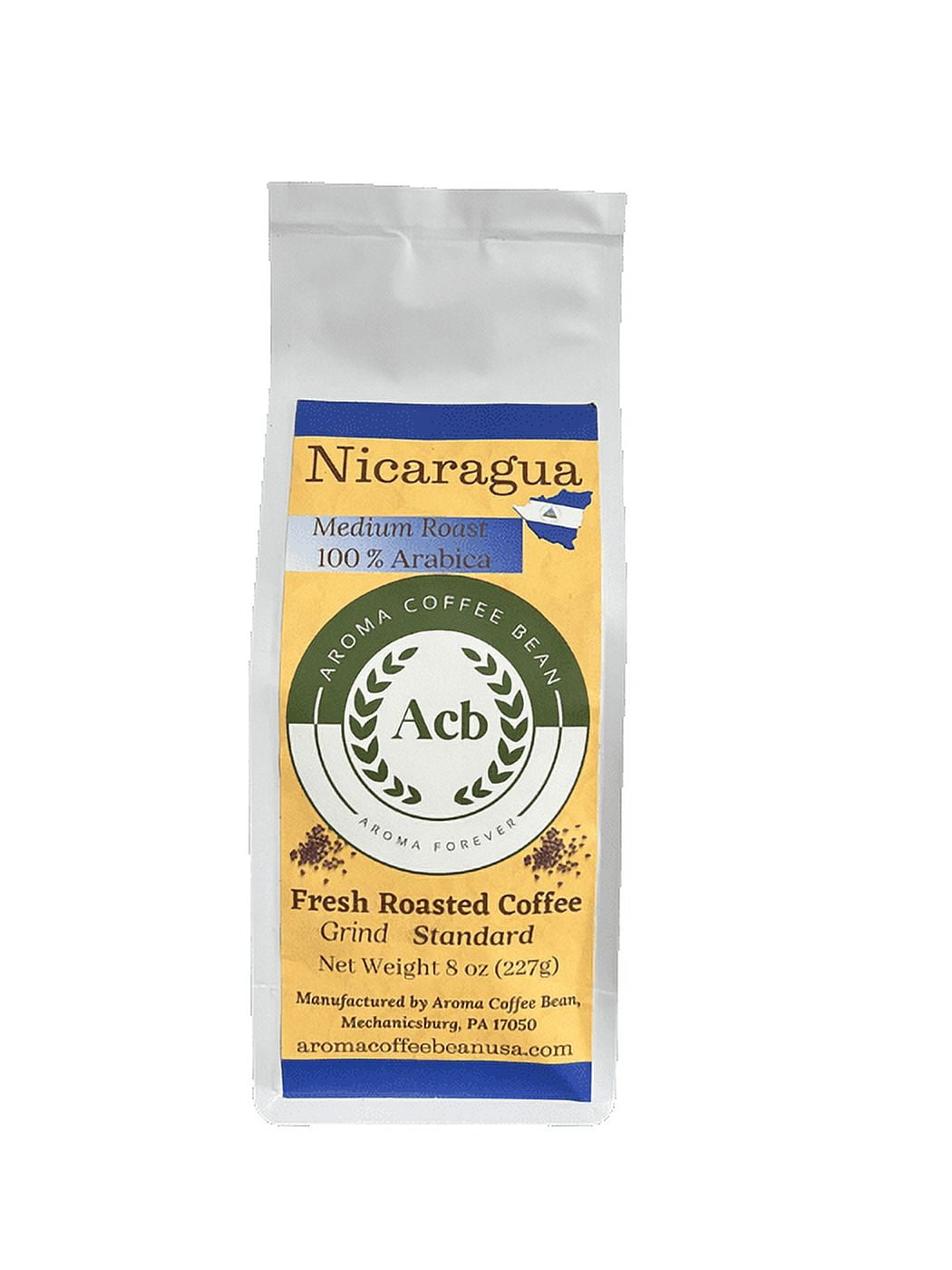 Aroma Coffee Bean Nicaragua Coffee Medium Roast Ground Coffee 8 oz - Walmart.com