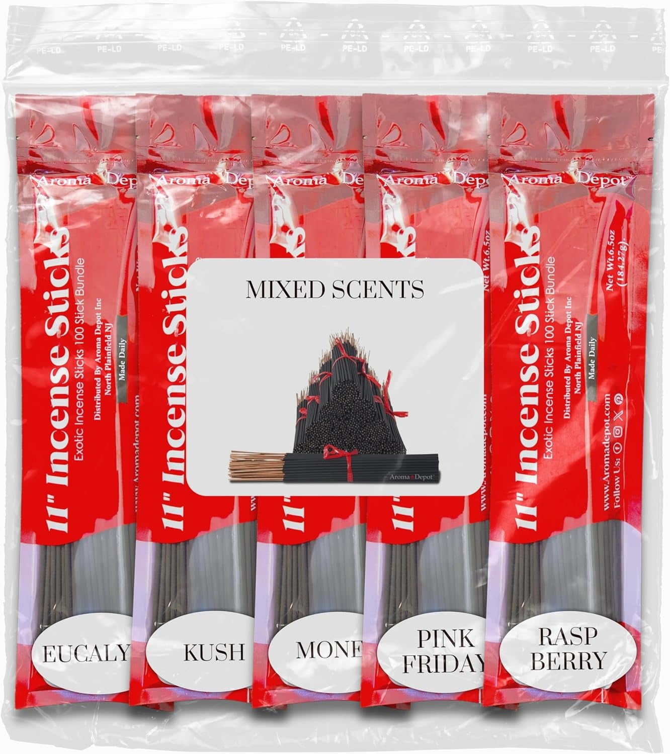 Aroma Depot 11" Mixed Scents Incense Pack – Assorted Hand-Dipped Sticks ...