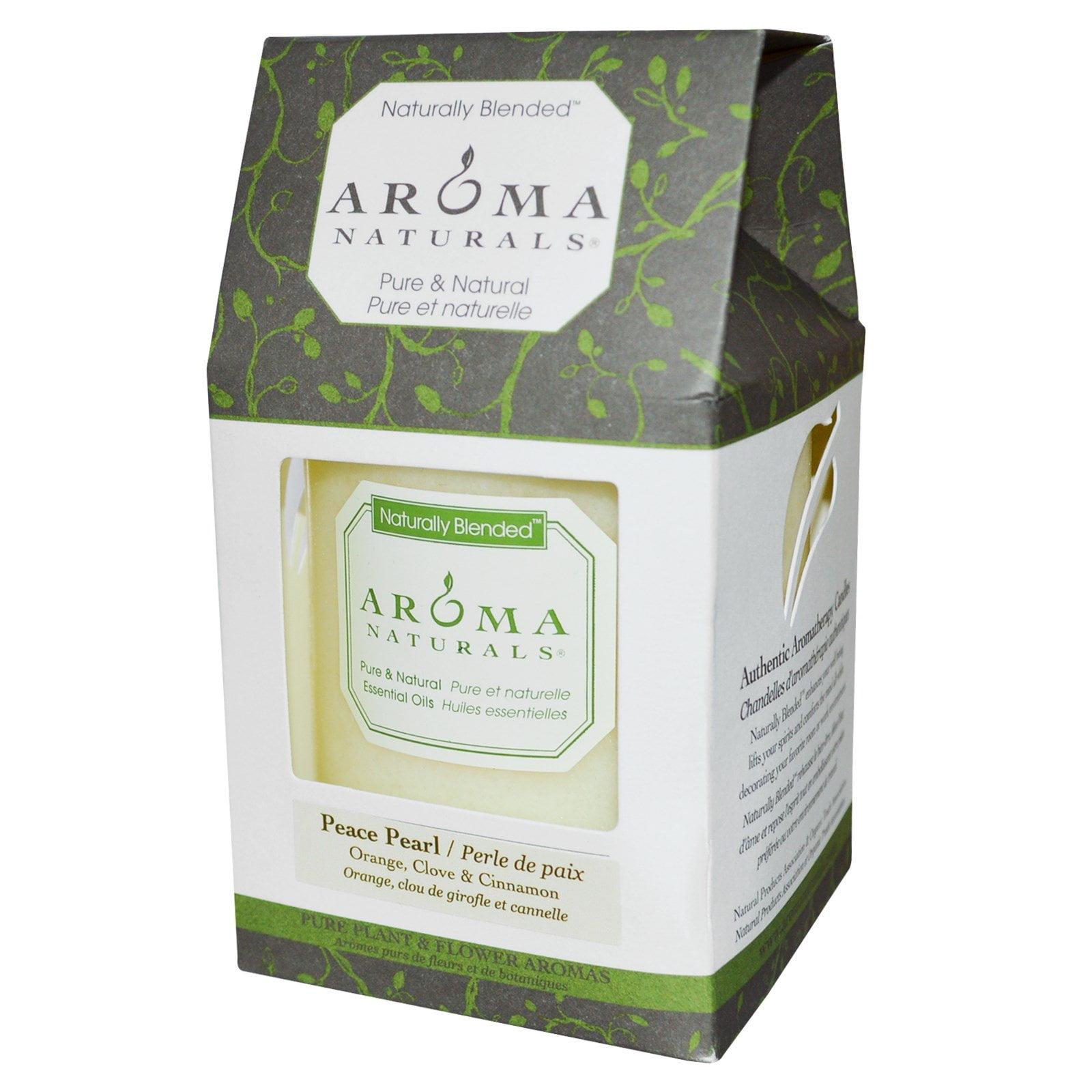 Aroma Naturals Naturally Blended Pillar Candle Peace Pearl Orange Clove ...