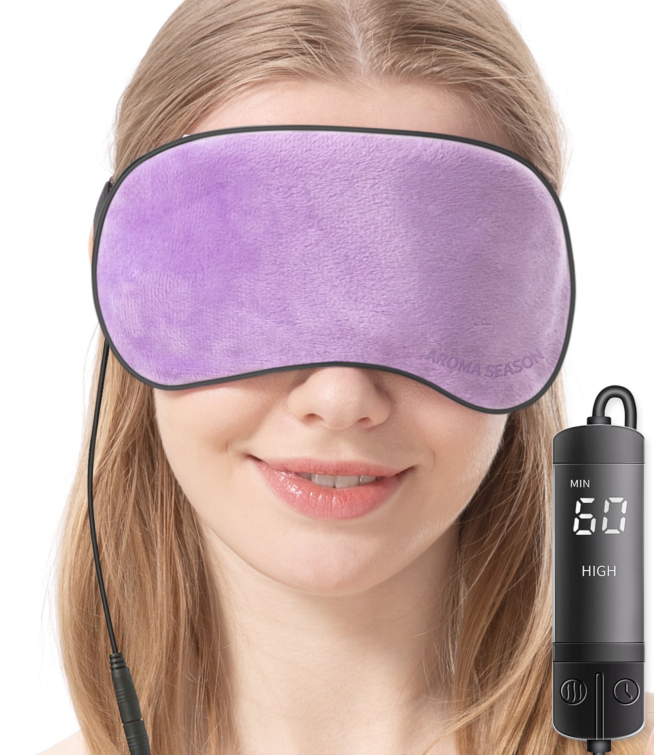 Aroma Season Electric Heated Eye Mask, USB Steam Compress for Dry Eyes, Lavender Insert (Purple ...