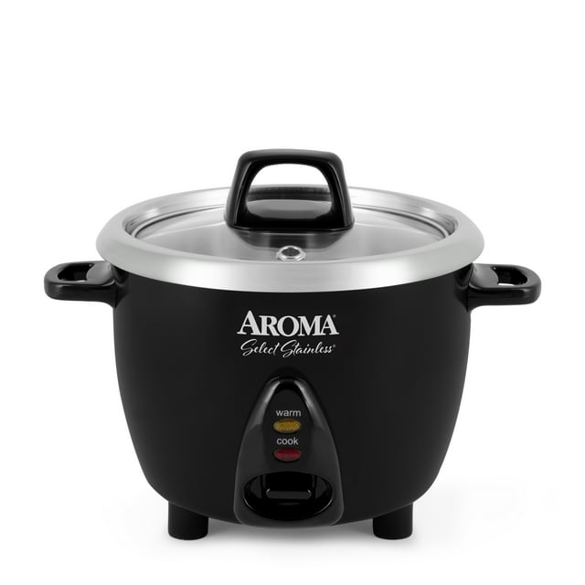 Aroma Select Stainless 6-Cup Electric Rice Cooker, Black - Walmart.com