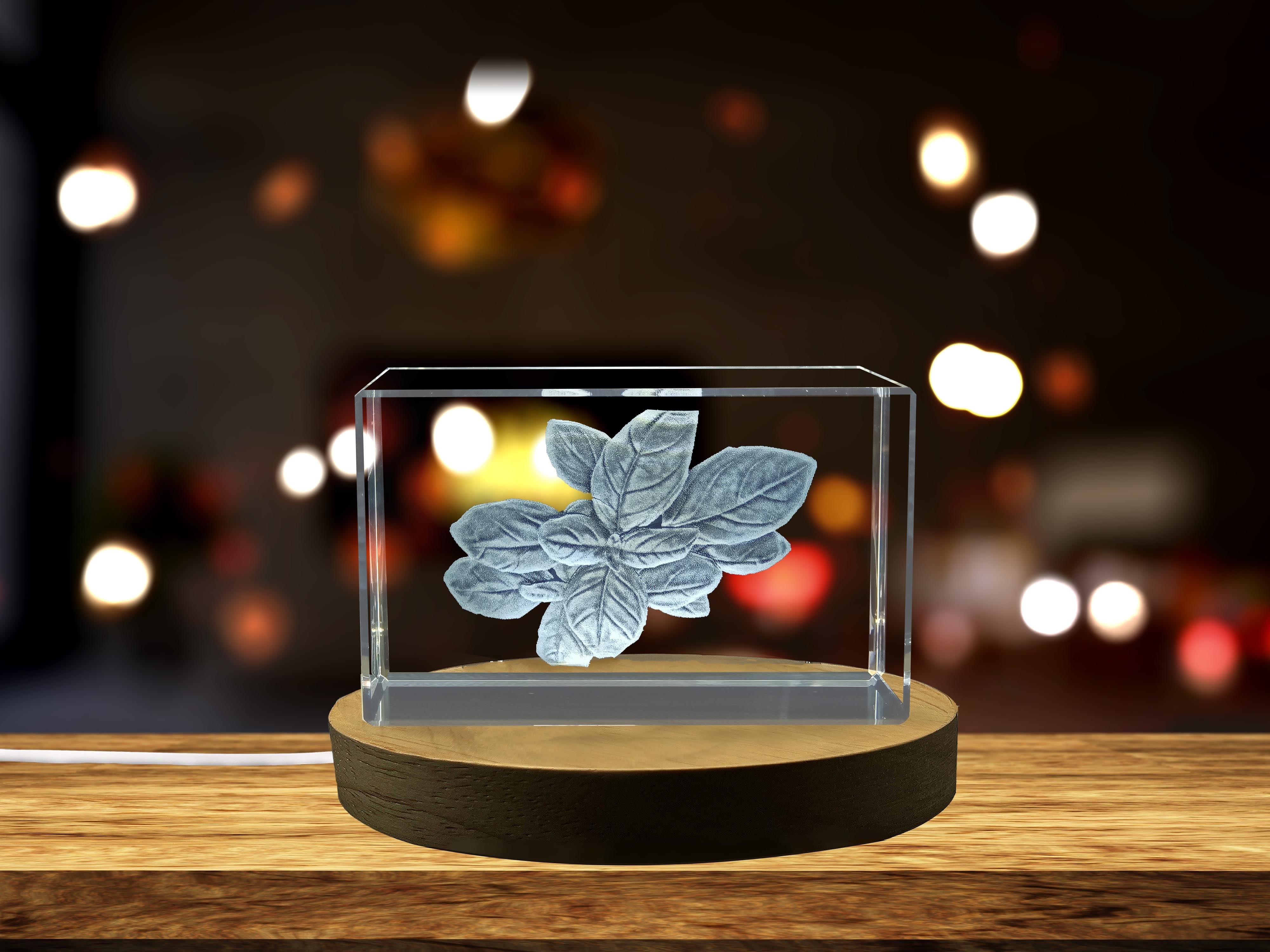 Aroma of Basil Engraved Crystal Decor Sculpture for Herb Garden and ...