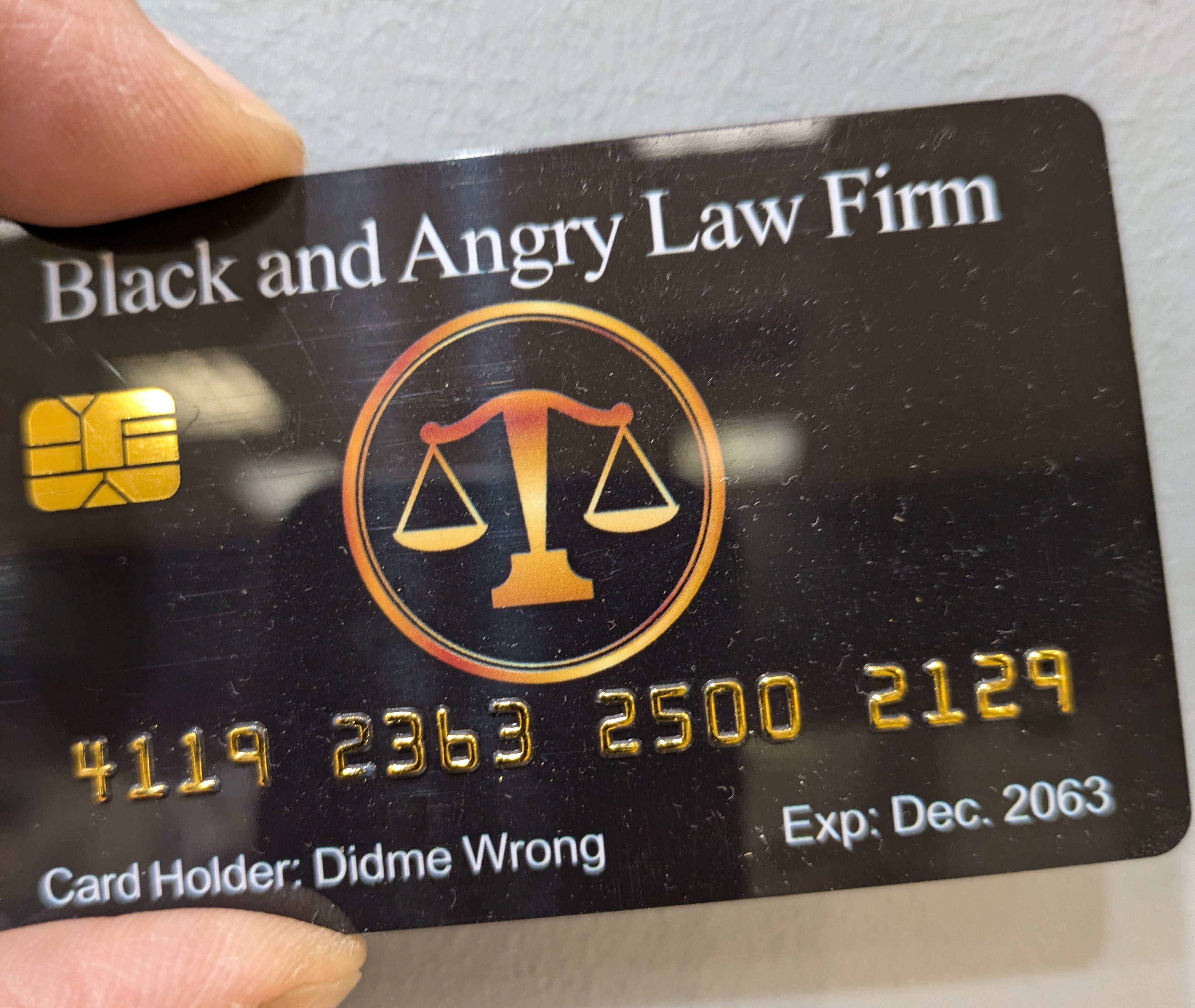 Aromabug Funny Fake Bankcard: Black and Angry Law Card, Fade Resistant ...