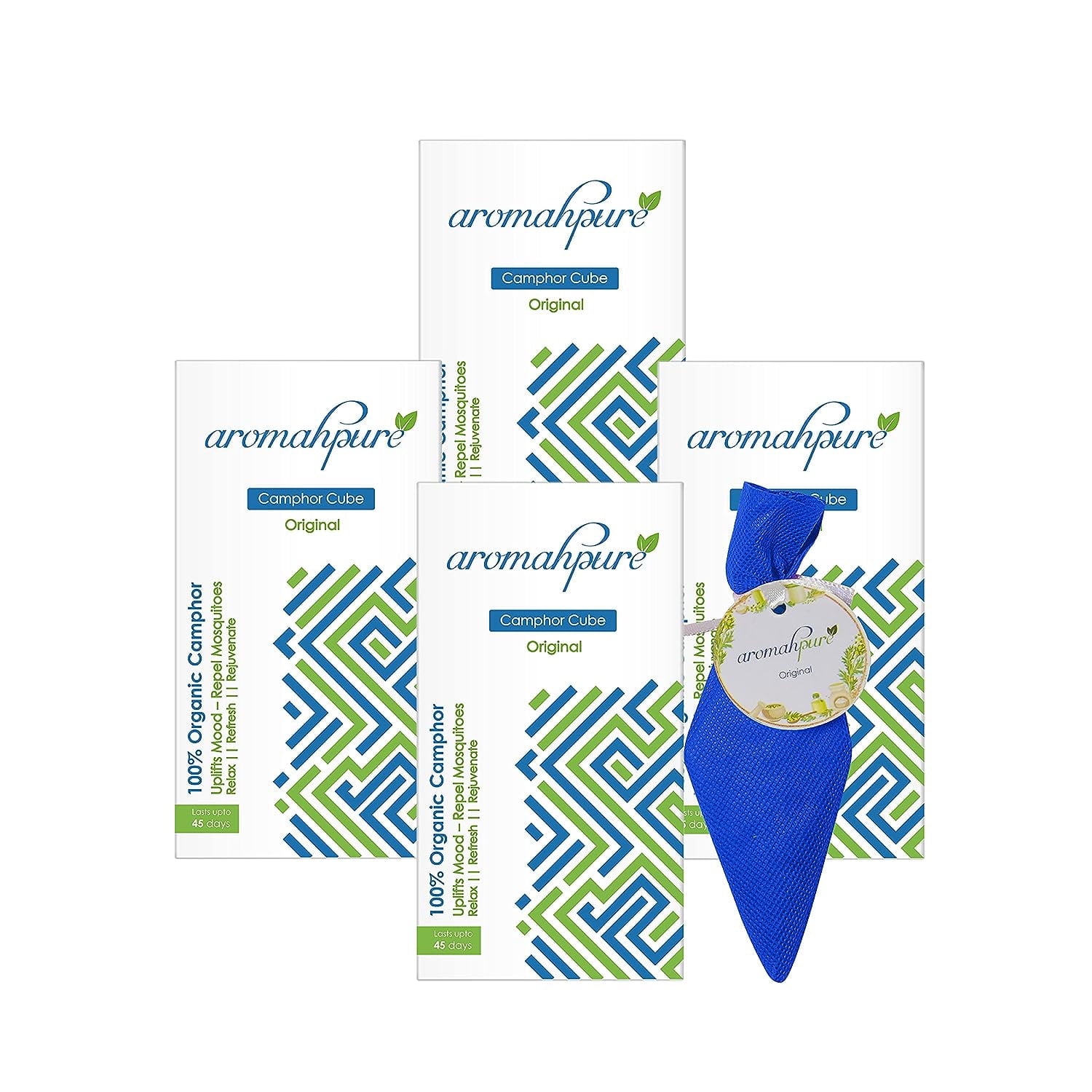 Aromahpure Camphor Cube | Pack of 4| Original | 45 Days Last Long| 100% ...