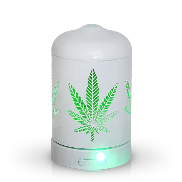 Aromar 100 mL Ultrasonic Metal Solo Leaf Design Essential Oil and ...