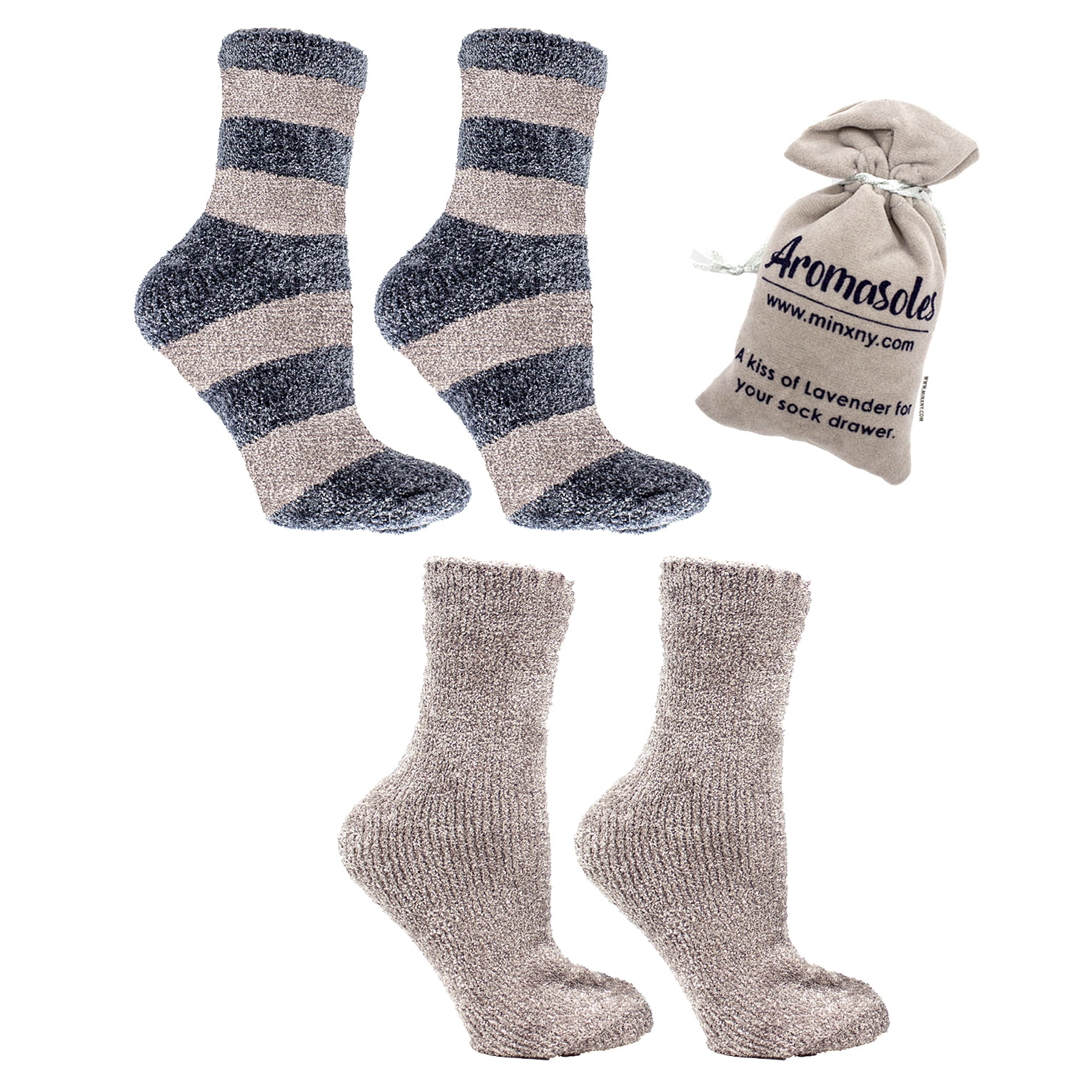 Aromasoles Women's Velvet Lavender & Shea Butter Infused Socks (2 Pairs ...