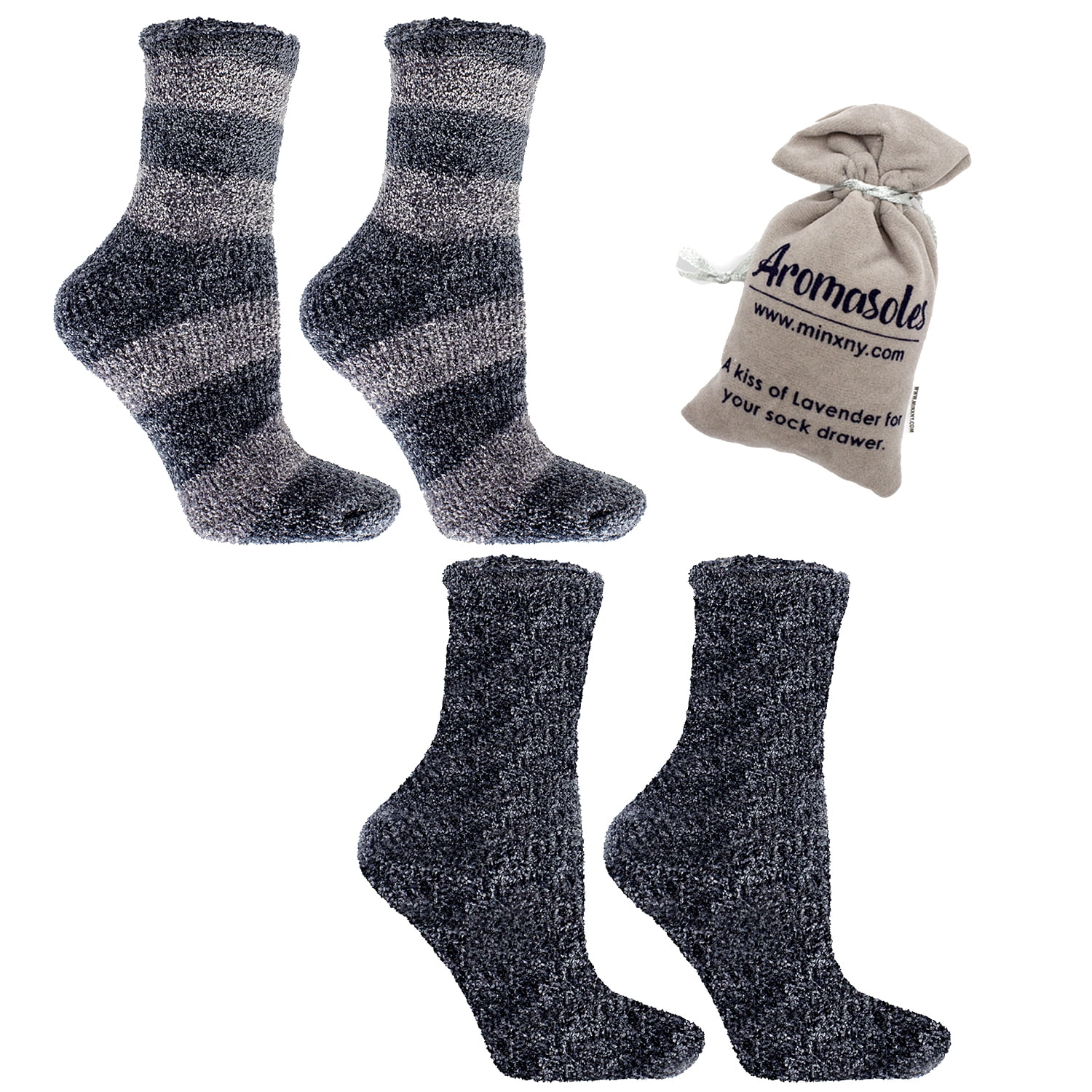 Aromasoles Women's Velvet Lavender & Shea Butter Infused Socks (2 Pairs ...