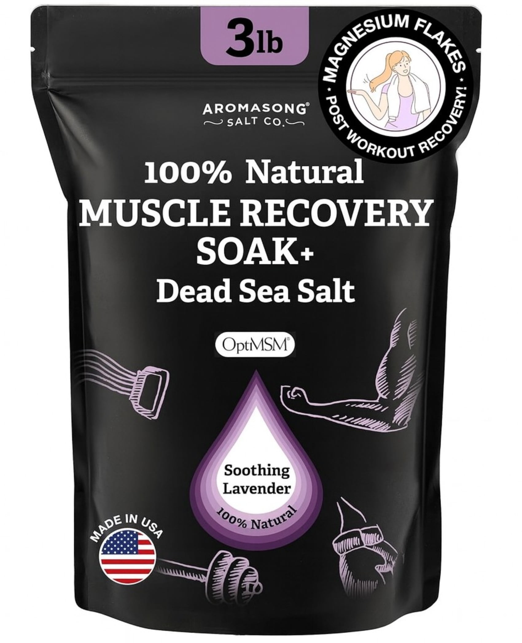 Aromasong Muscle Recovery Bath Soak 3 LB- with Pure Dead Sea Salt ...
