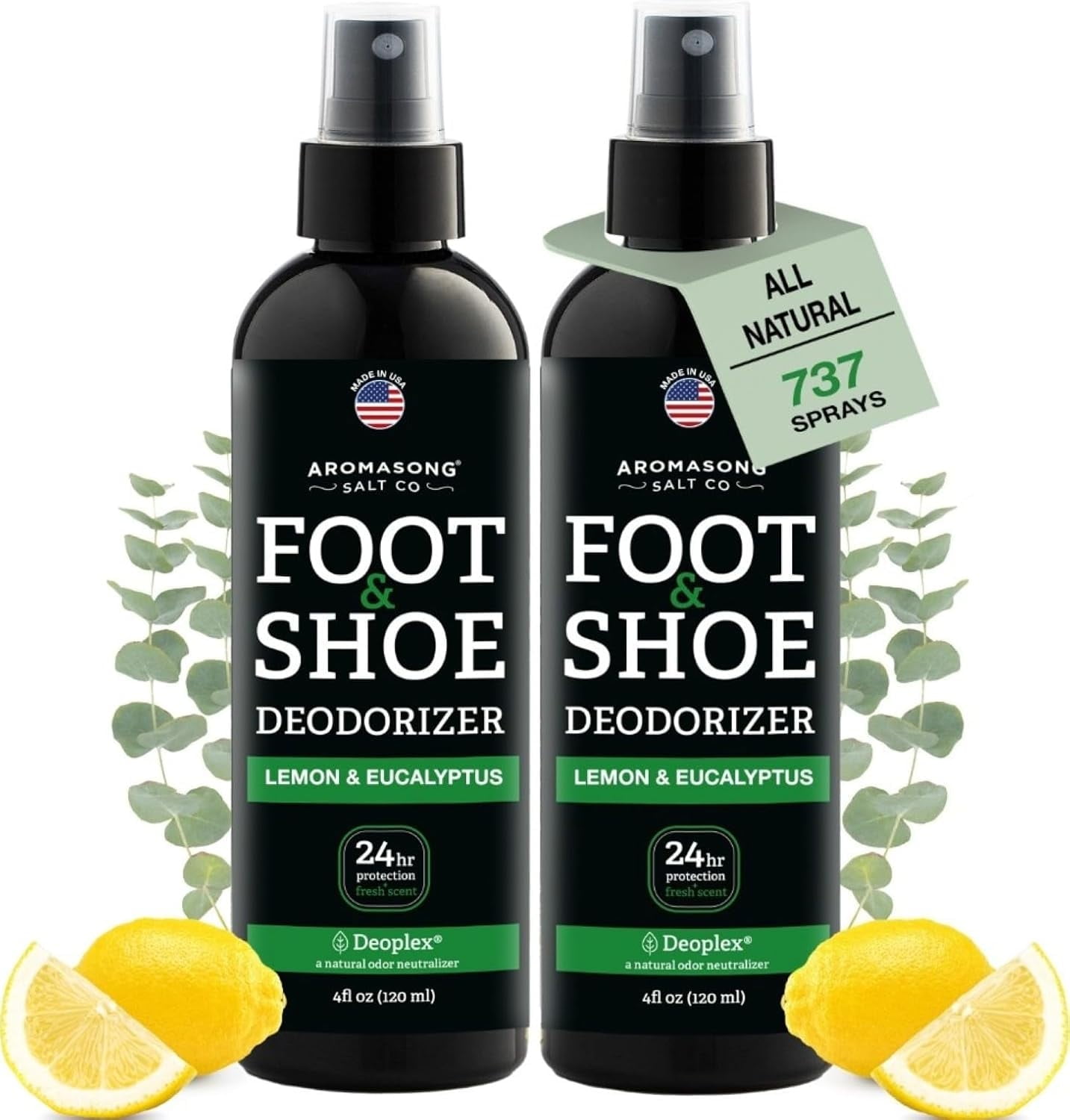 Aromasong Natural Shoe Deodorizer and Foot Spray | 2-Pack | 24-Hour ...