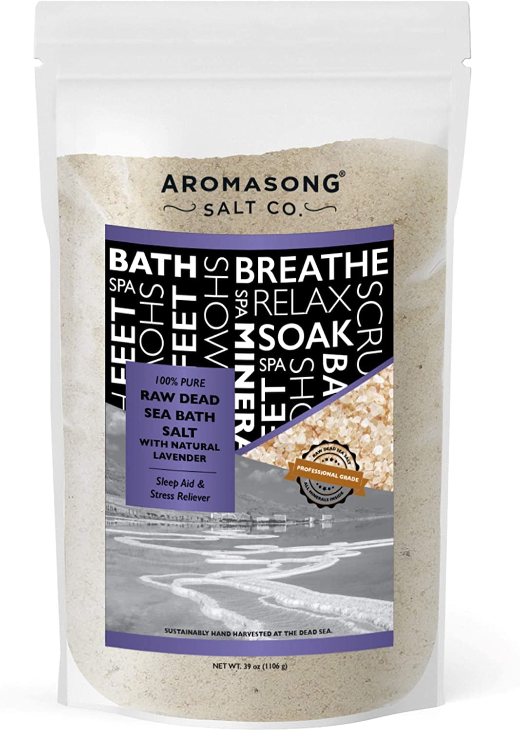Aromasong Raw Dead Sea Bath Salts, Scented Lavender, 2 lbs - Walmart.com