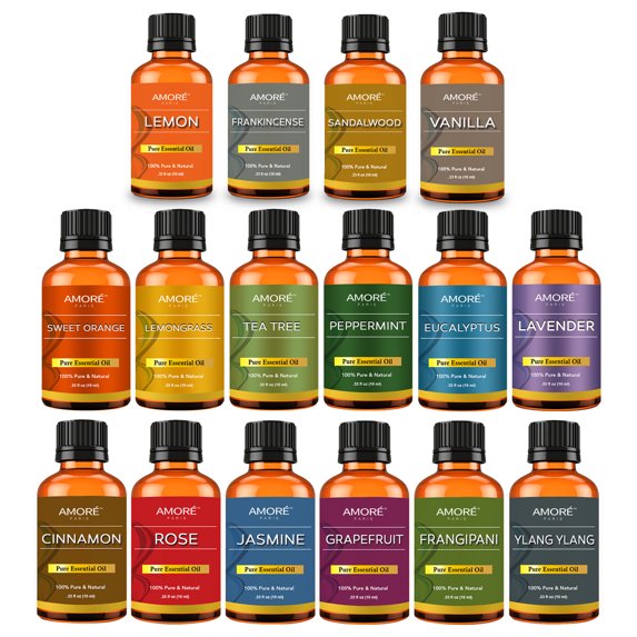 Amore 100% Pure Essential Oils Set, 16 Scents Including Lavender, Ylang ...