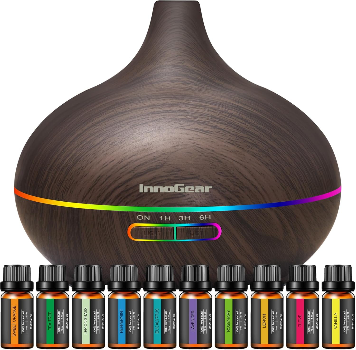 Aromatherapy Diffuser & 10 Essential Oils Set, 400ml Diffuser ...