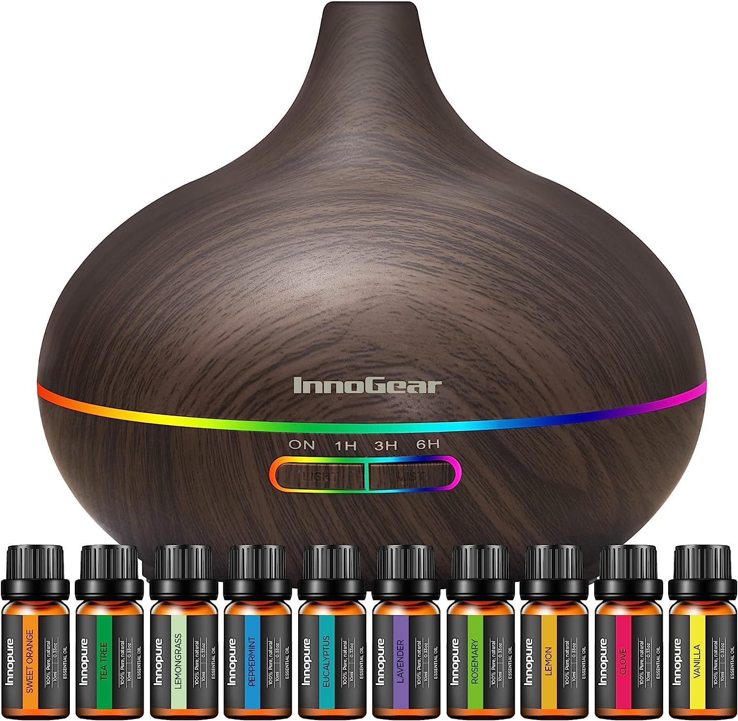 Aromatherapy Diffuser & 10 Essential Oils Set, 400ml Diffuser ...