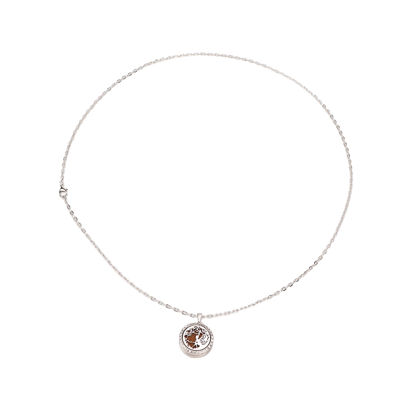 Aromatherapy Essential Oil Diffuser Necklace Stainless Steel Rhinestone ...